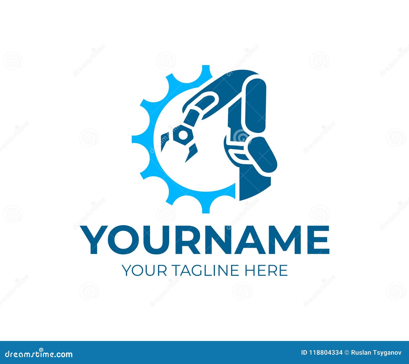 Robot, Robotic Manipulator Arm and Cogwheel or Gear, Logo Template ... Robot, Robotic Manipulator Arm and Cogwheel or Gear, Logo Template ...