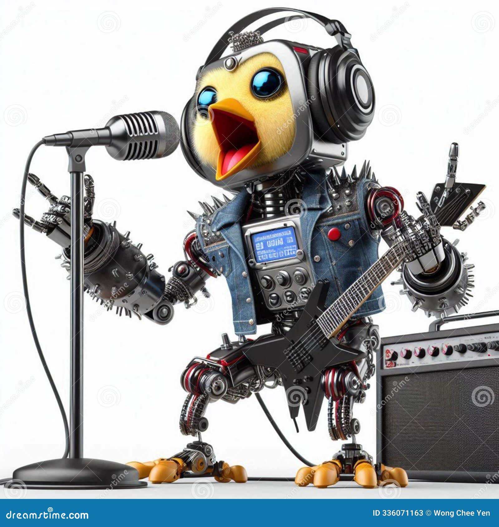 Robot Rocker Chick 3D Render on White Background Stock Illustration ...