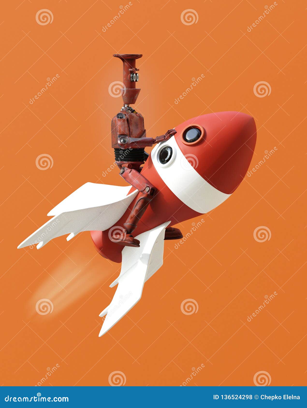 Robot on rocket 3d render stock illustration. Illustration of aviation ...