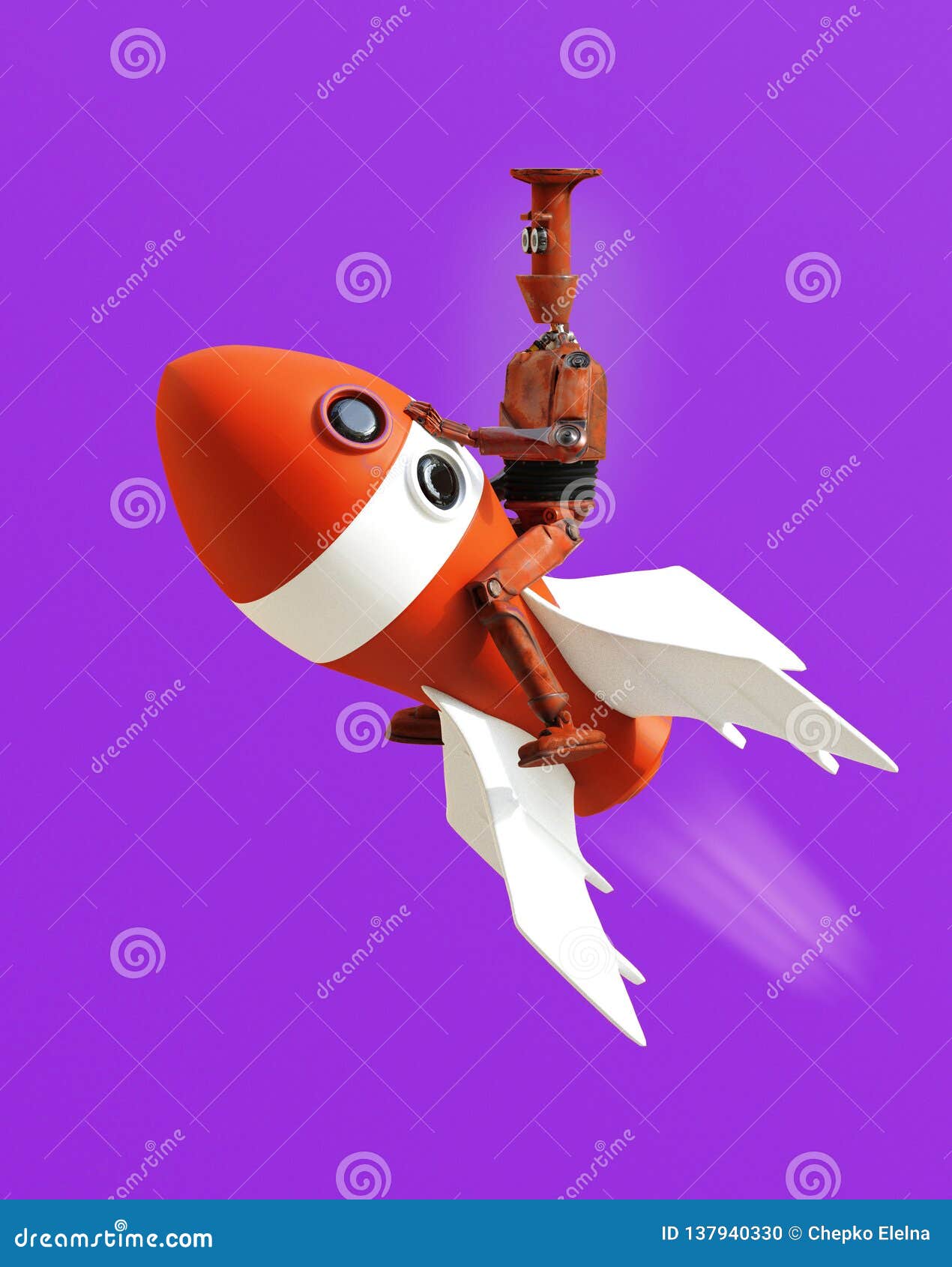 Robot on rocket 3d render stock illustration. Illustration of aviation ...