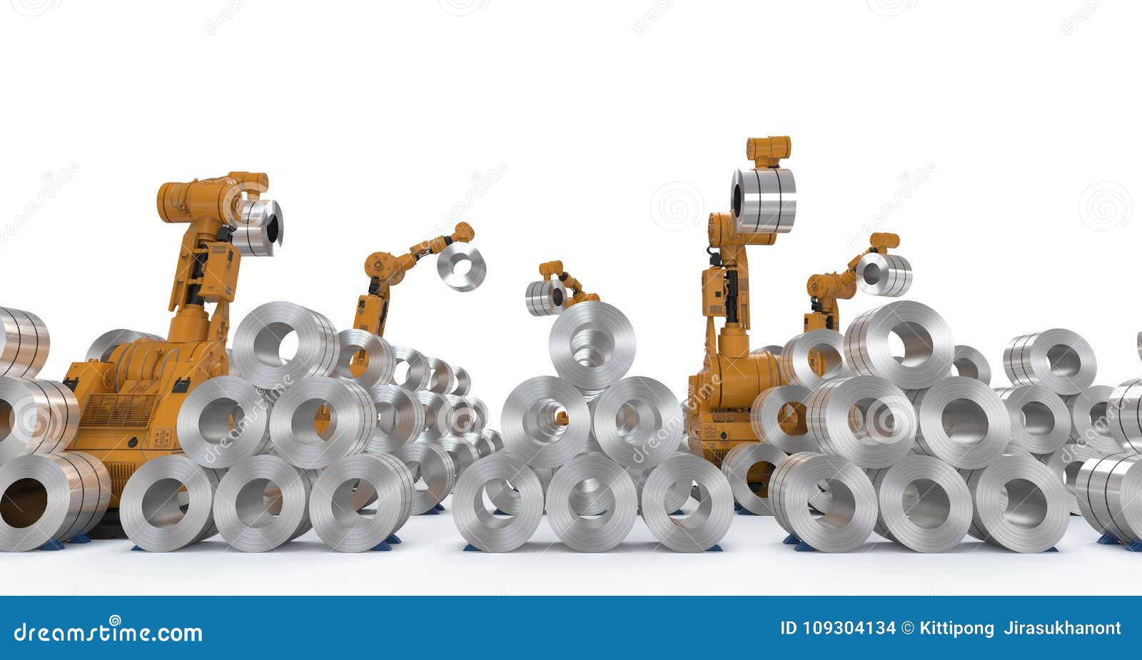 Robot with roll steel stock illustration. Illustration of technology ...