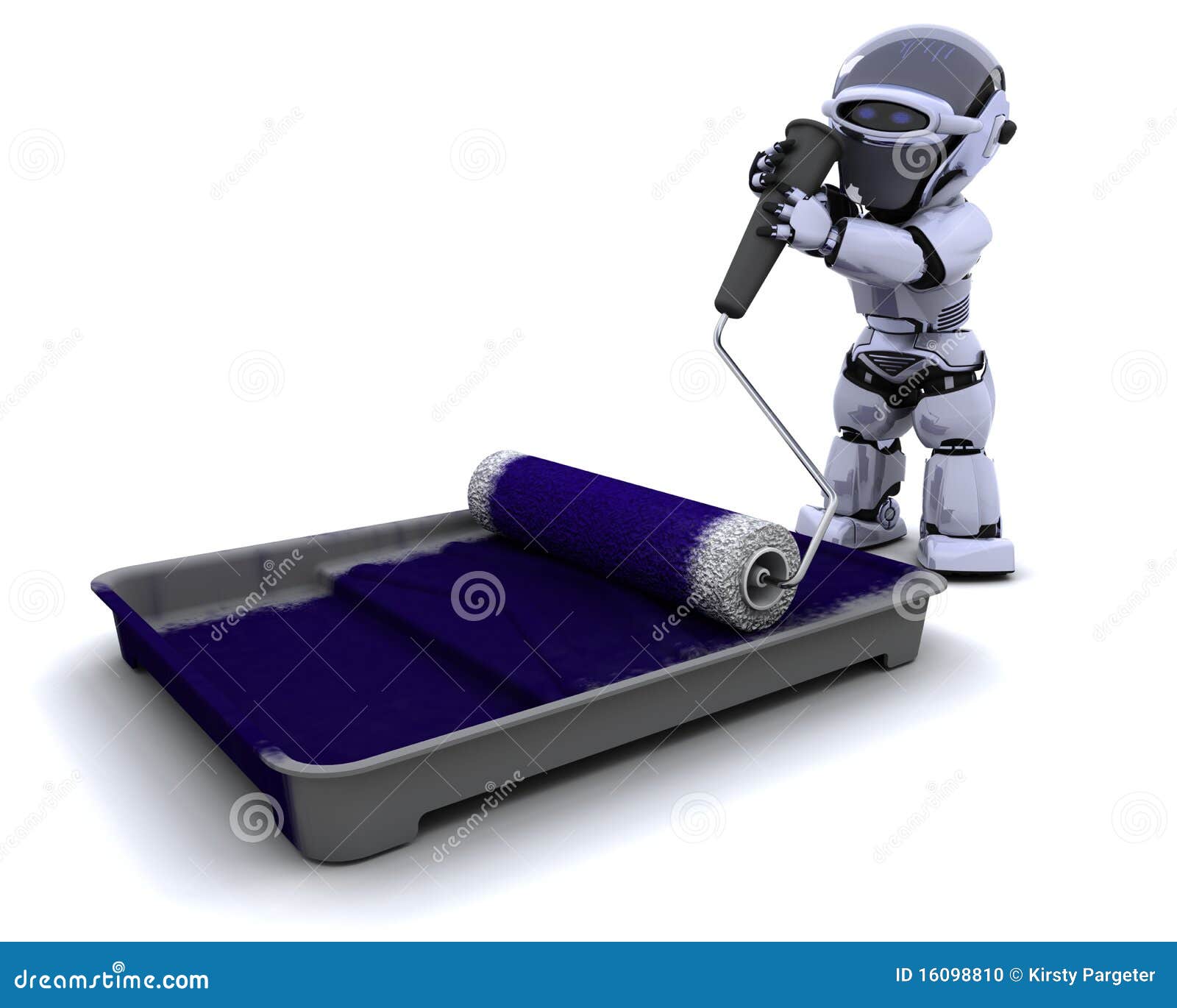 Robot with Roller and Paint Tray Stock Illustration - Illustration of ...