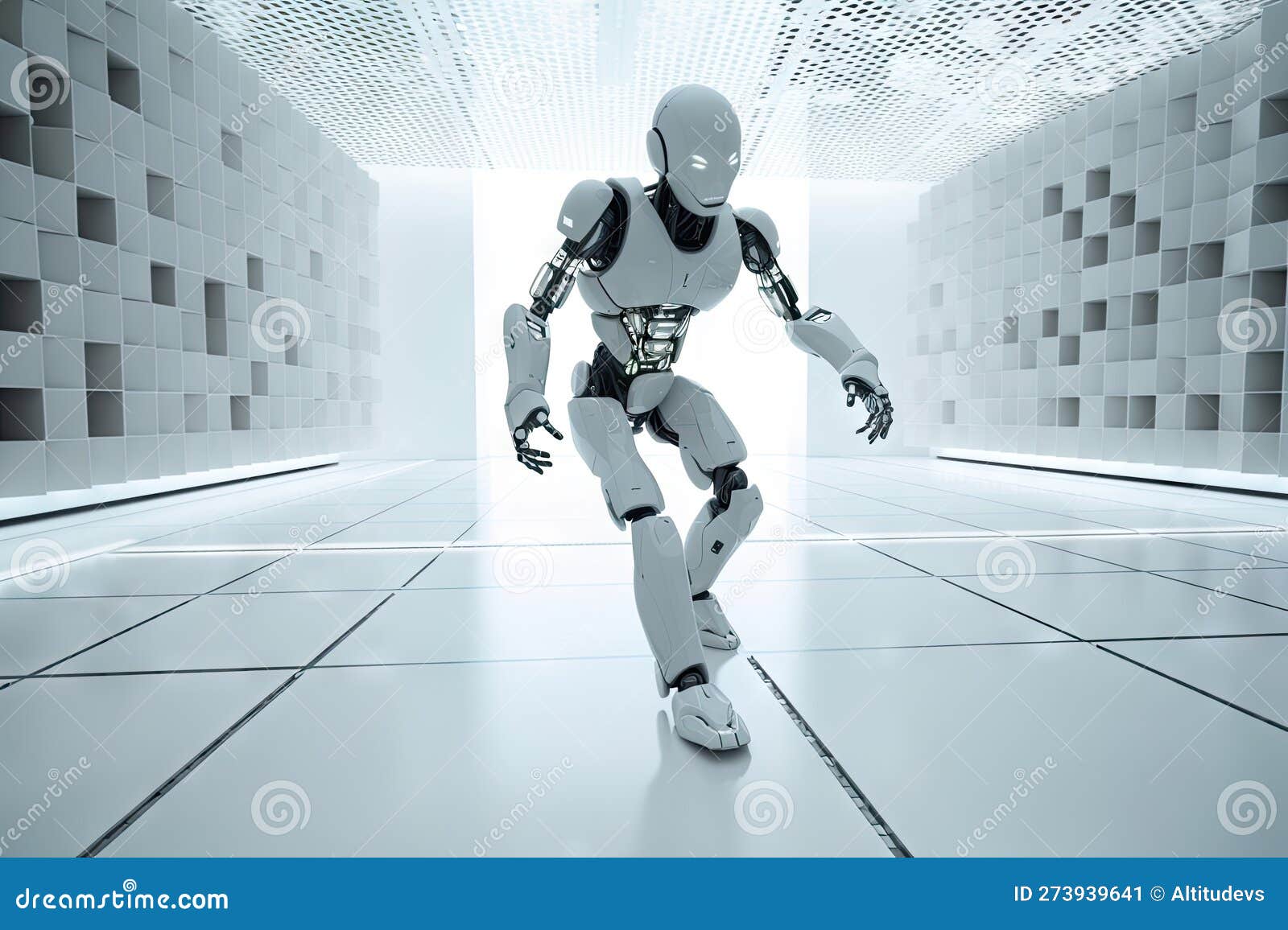 Robot, Running through Programmed Sequence of Motions in Virtual Environment Stock Illustration ...