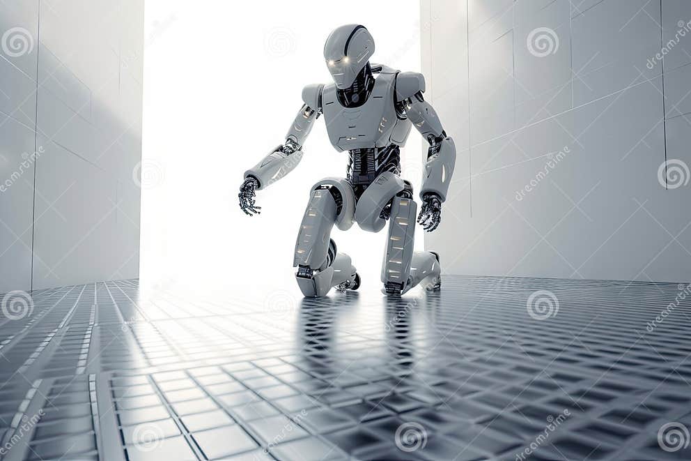 Robot, Running through Programmed Sequence of Motions in Virtual Environment Stock Illustration ...