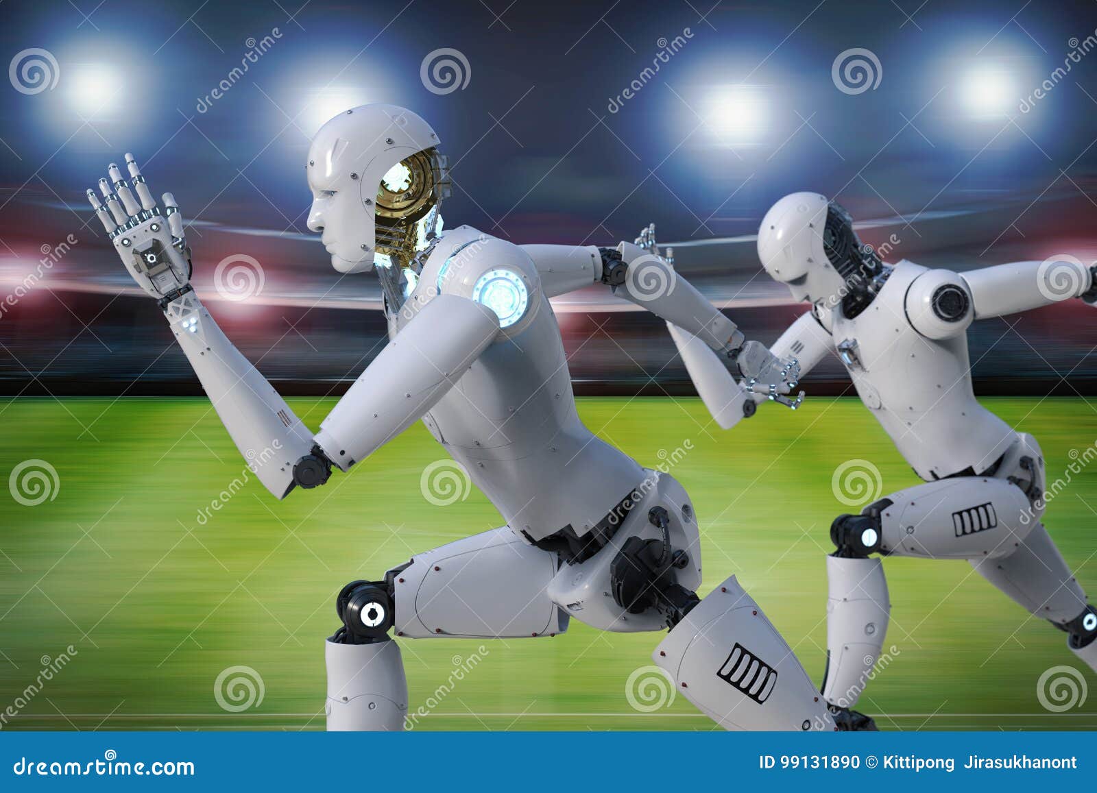 Robot Running on Racecourse Stock Photo - Image of faster, running ...