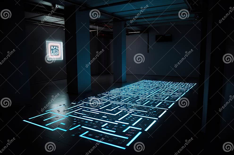 Robot Running Simple Program To Navigate Maze, with Virtual Maze Projected Onto Its Screen Stock ...