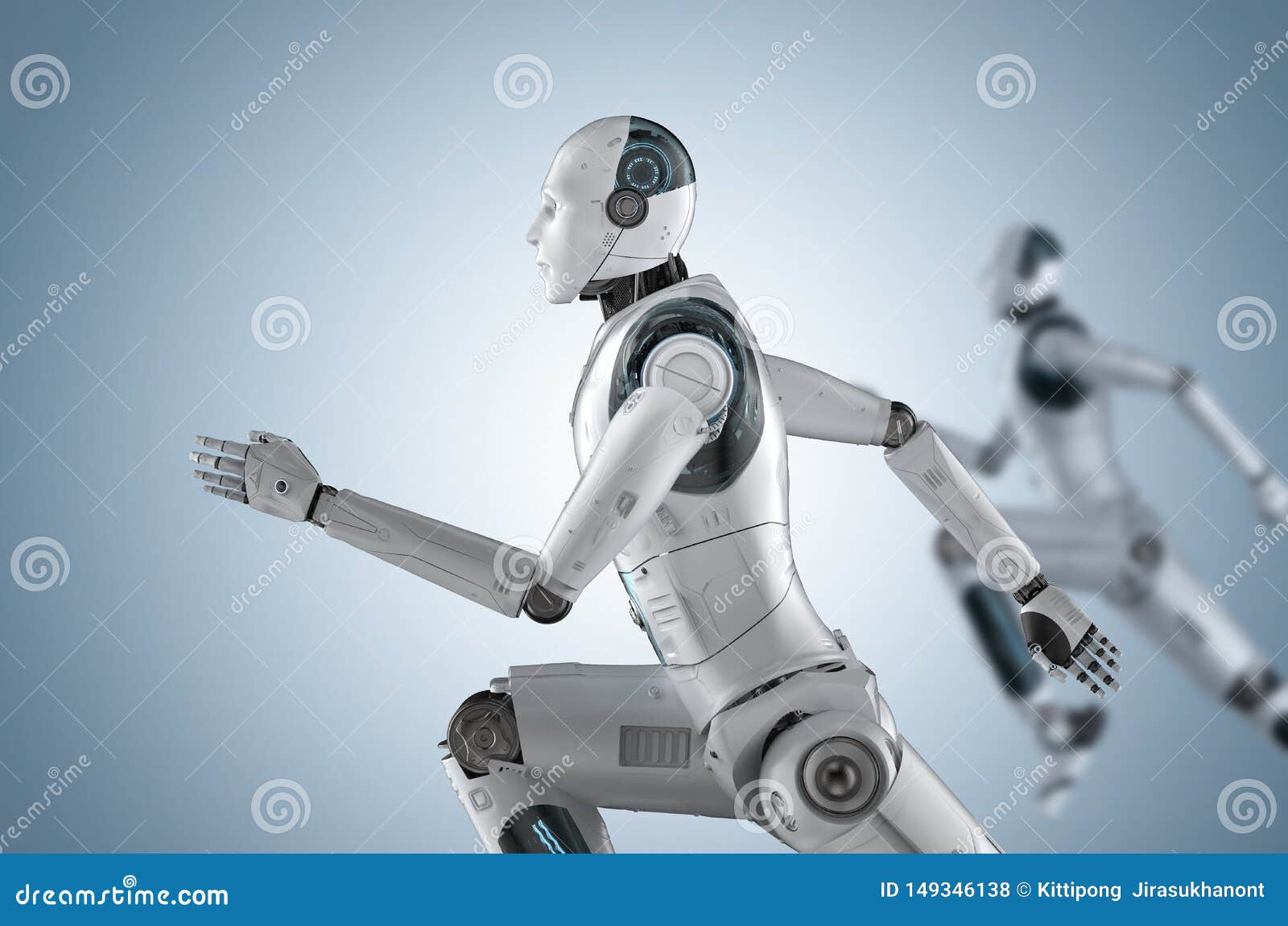 Robot running with speed stock illustration. Illustration of cyborg ...