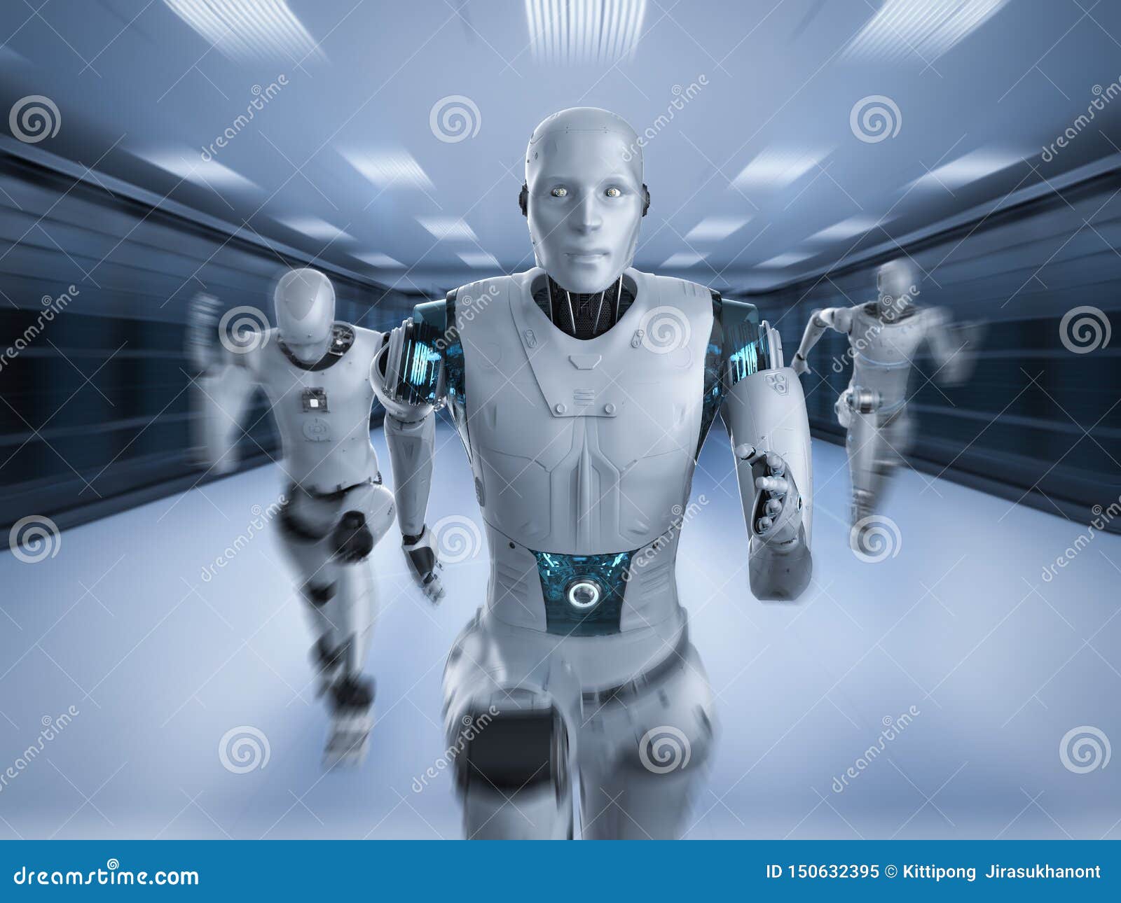 Robot running with speed stock illustration. Illustration of automatic ...