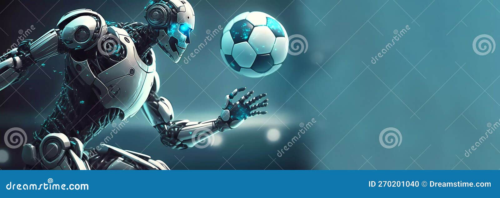 Robot Runs after the Ball. Robot Playing Football. Generative AI. Copy ...