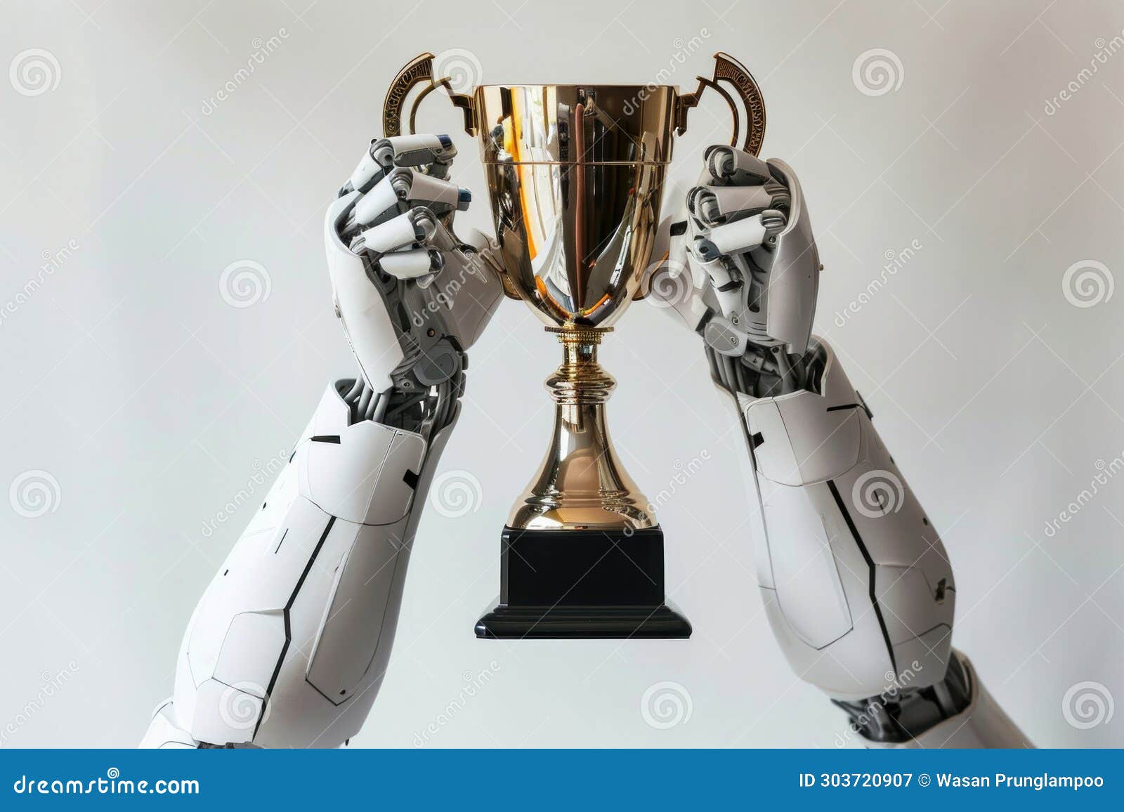 Robot S Hand Holds Up a Trophy. Aigenerated Stock Illustration ...