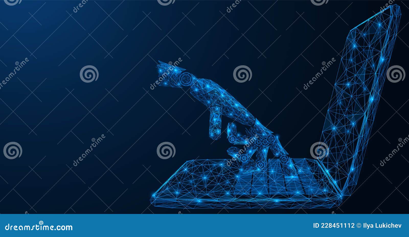 Computerization Low Poly Blue Cartoon Vector | CartoonDealer.com #133769003