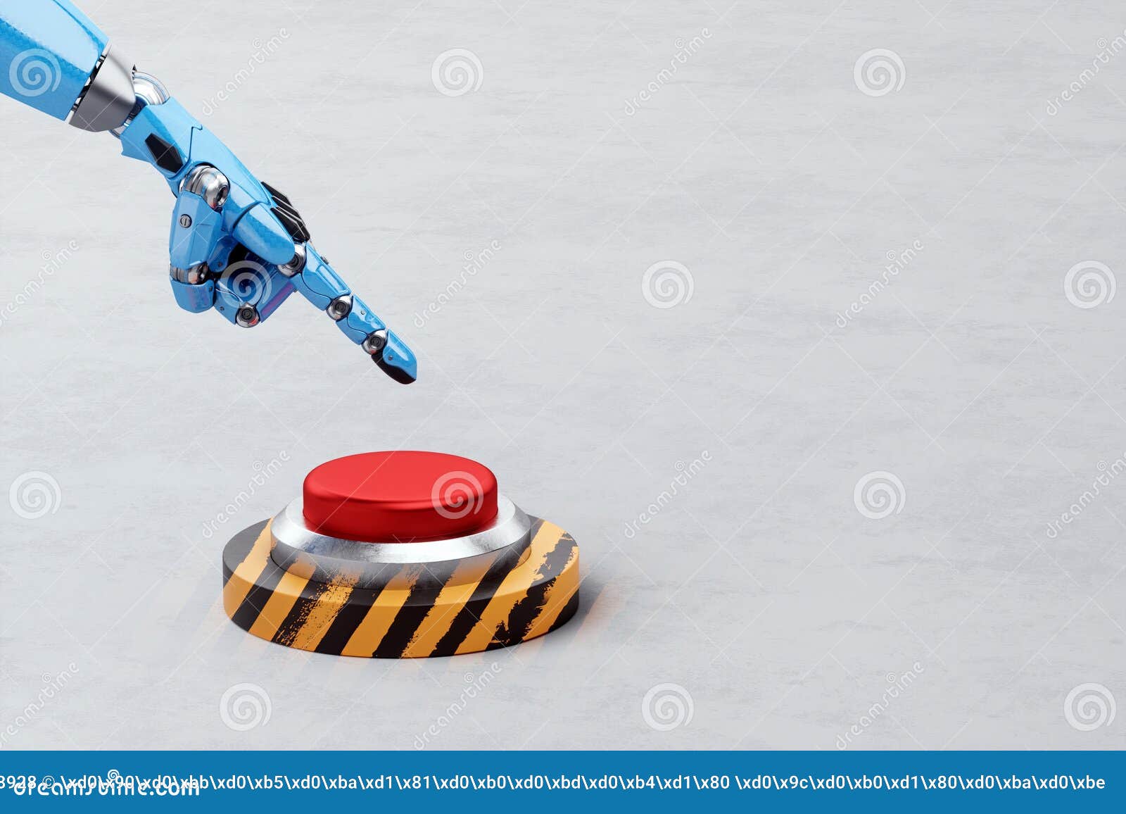 A Robot S Hand Presses a Red Button, Close-up, Light Background ...