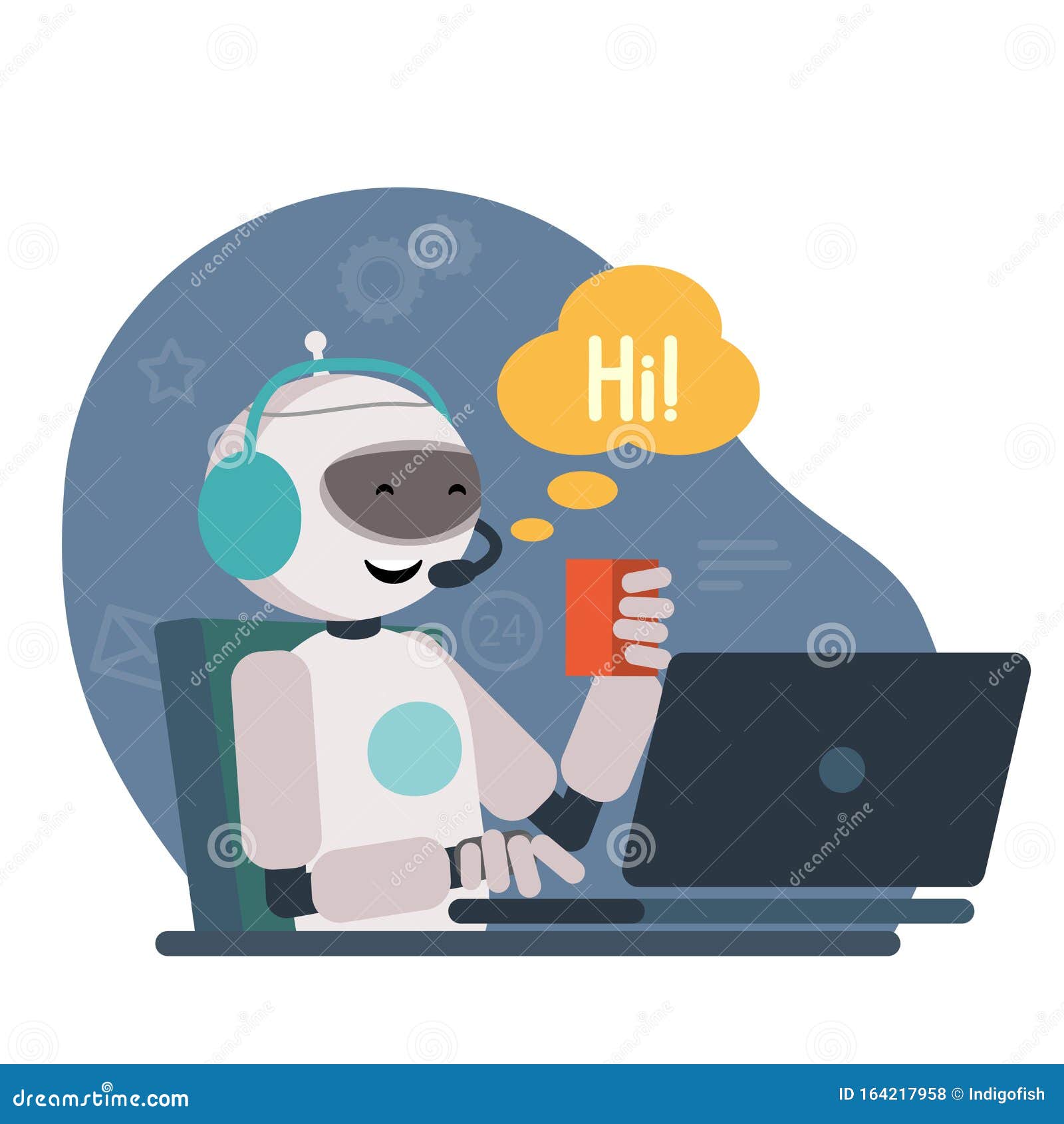 Robot`s work stock vector. Illustration of internet - 164217958