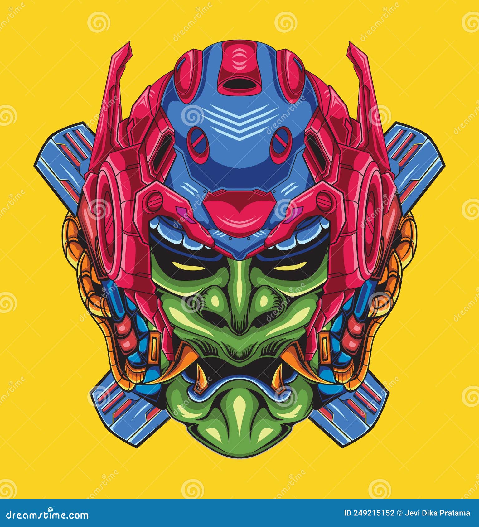 Robot Samurai Helmet Cyberpunk Design Royalty-Free Stock Photo ...