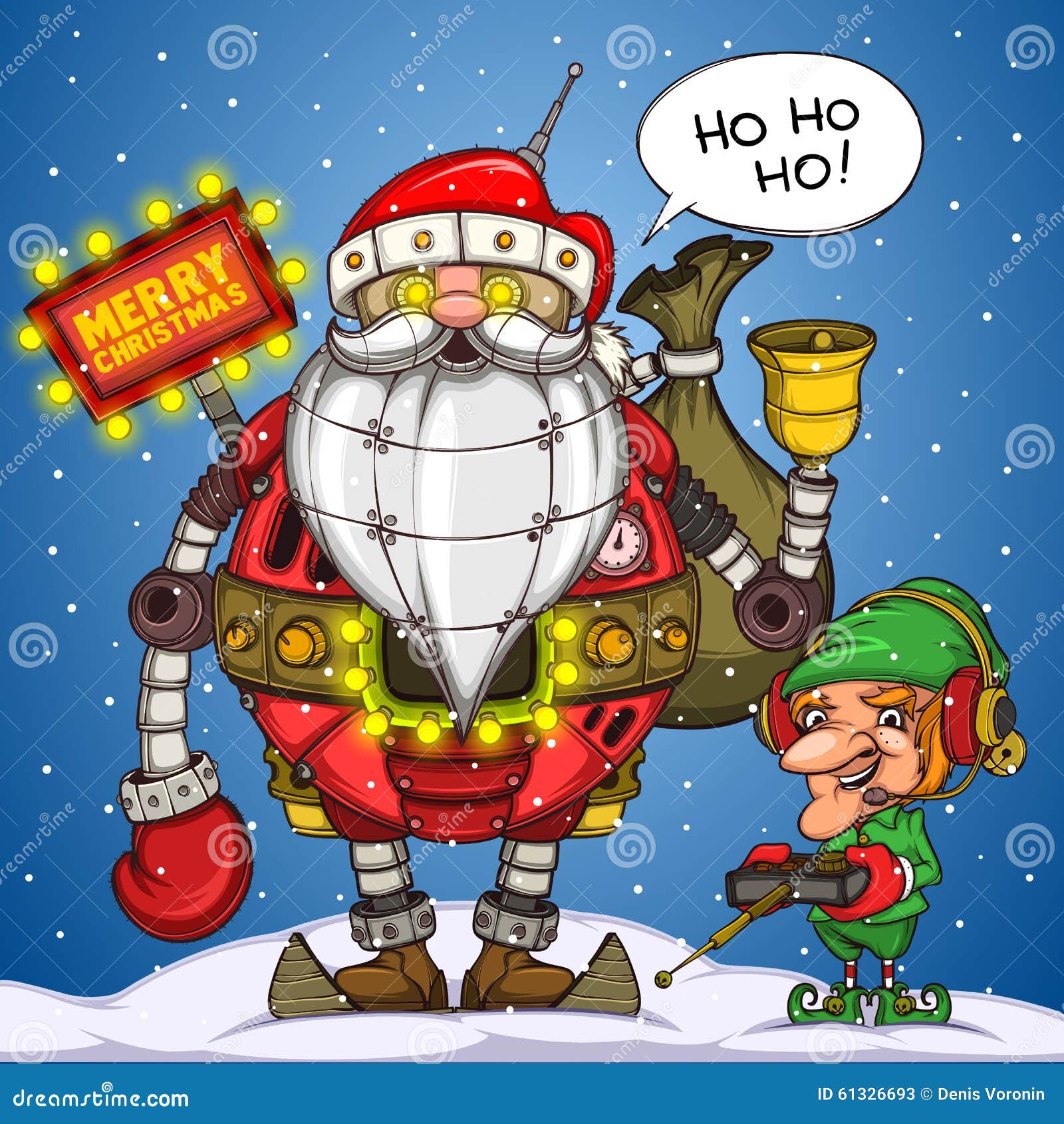 Robot Santa and Elf with Remote Control Stock Vector - Illustration of ...