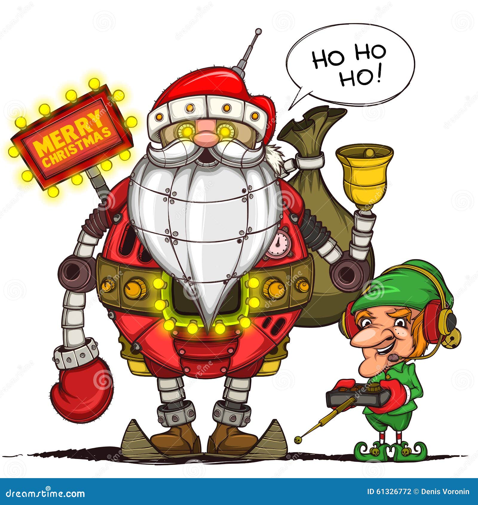Robot Santa and Elf with Remote Control. Isolated Stock Vector ...