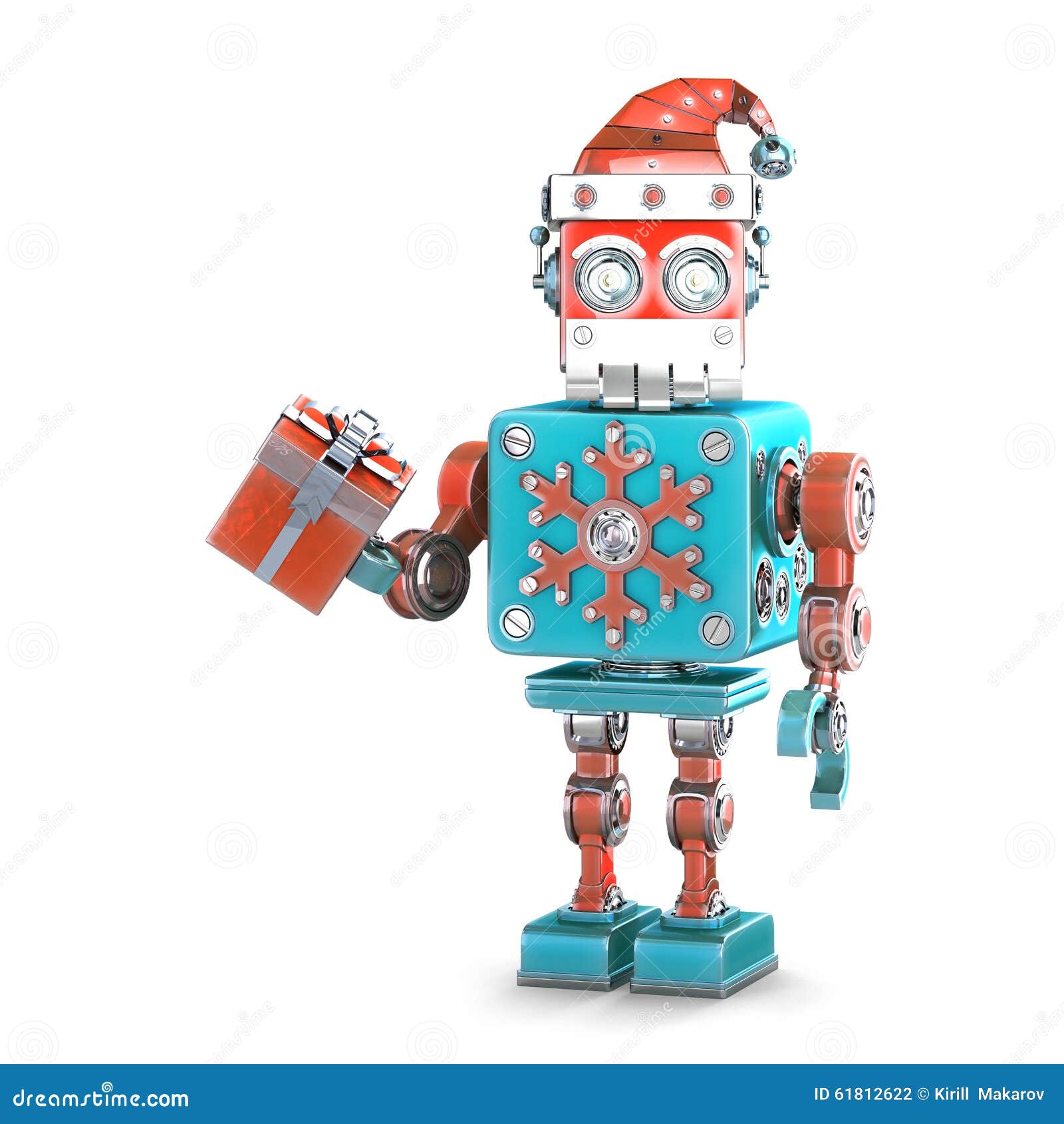 Robot Santa With Tablet Computer And Shopping Cart Royalty-Free Stock ...