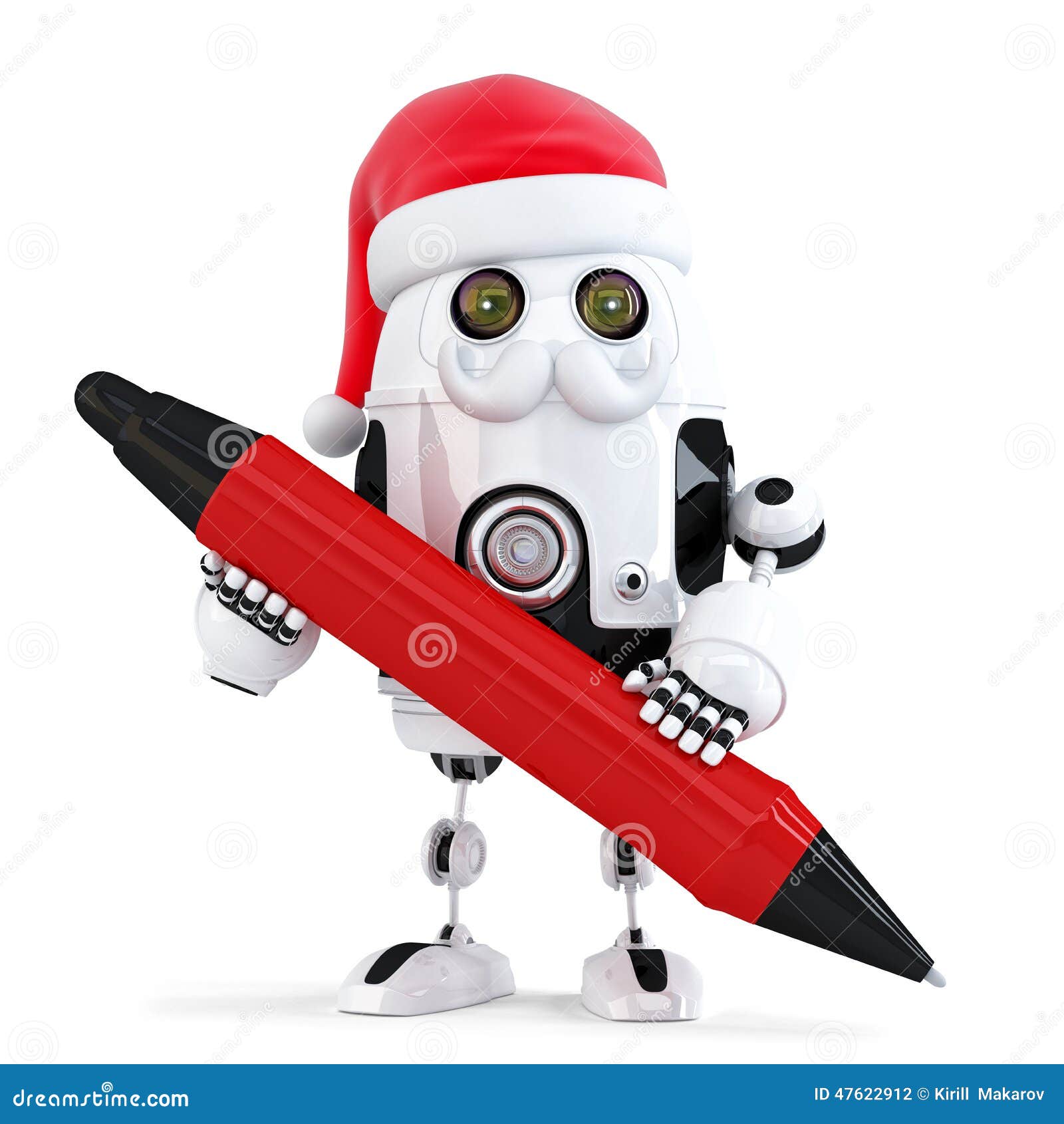 Robot Santa Holding a Pen. Isolated. Contains Clipping Path Stock ...