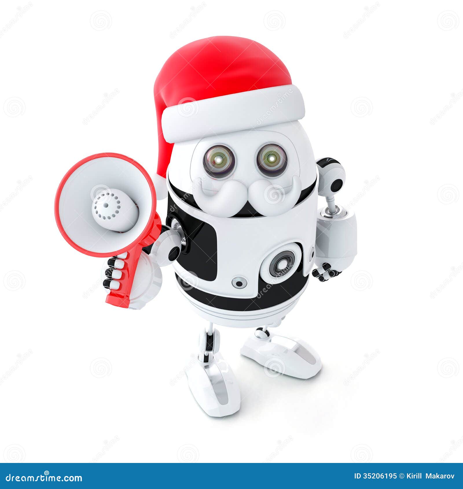 Robot Santa Pointing In Blank Advertisement Banner. Isolated. Cliping ...