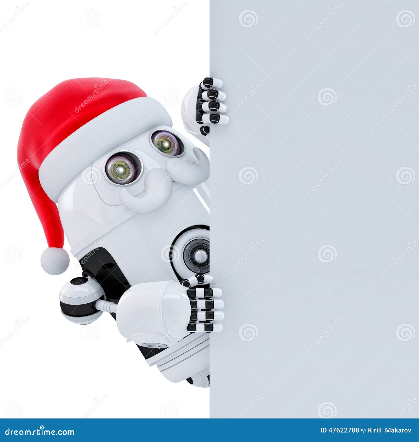 Robot Santa Pointing at White Banner. Isolated. Contains Clipping Path ...