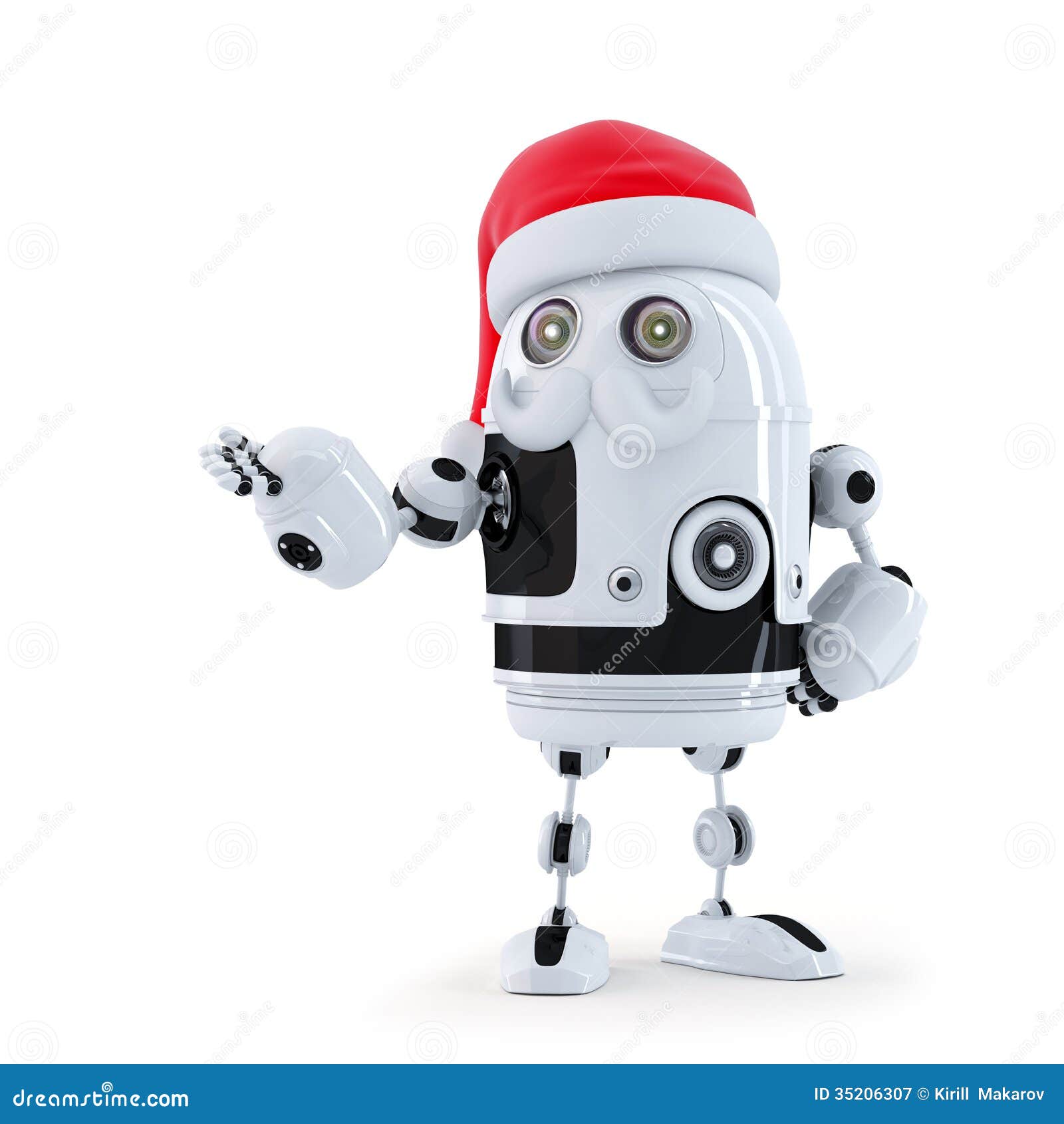 Robot Santa Pointing In Blank Advertisement Banner. Isolated. Cliping ...
