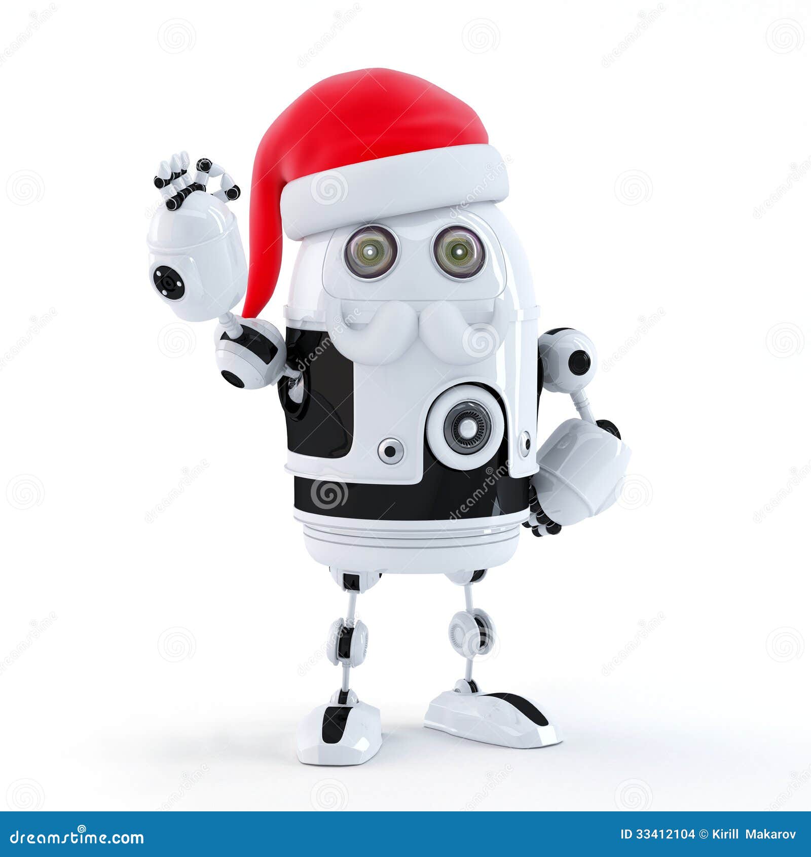 Robot Santa Pointing In Blank Advertisement Banner. Isolated. Cliping ...