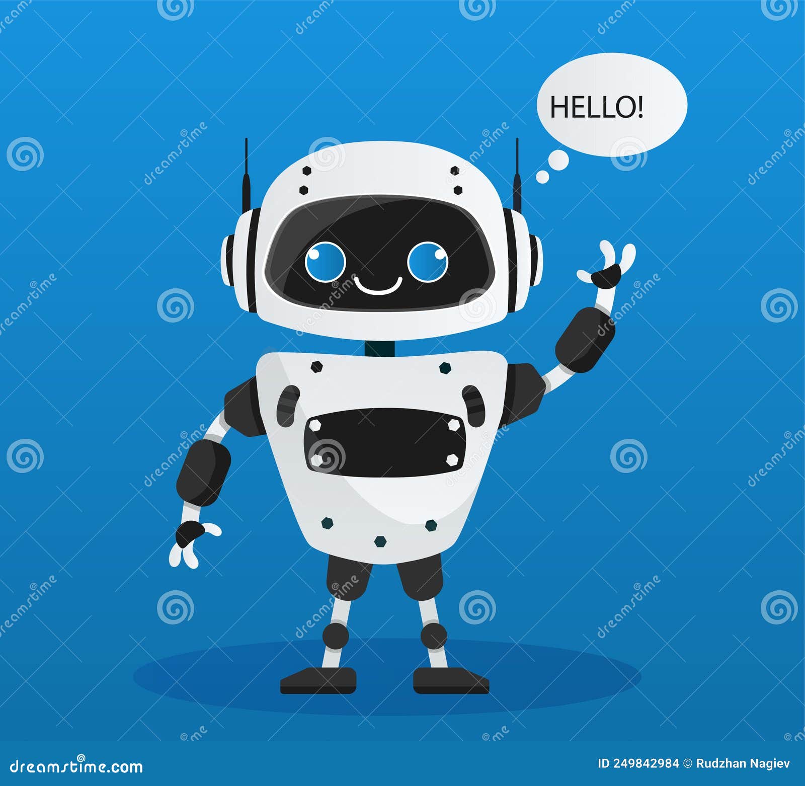 Robot say hello stock vector. Illustration of adorable - 249842984