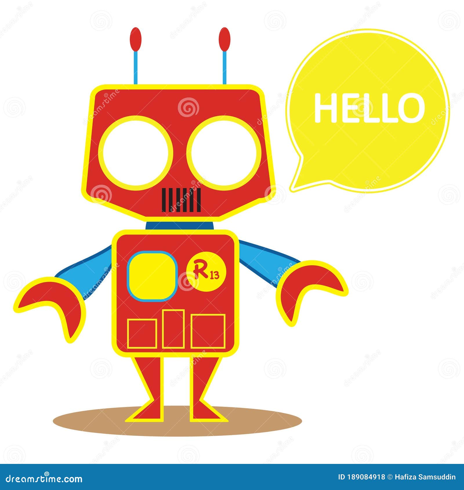 Robot Saying Hello. Vector Illustration Decorative Design Stock Vector ...
