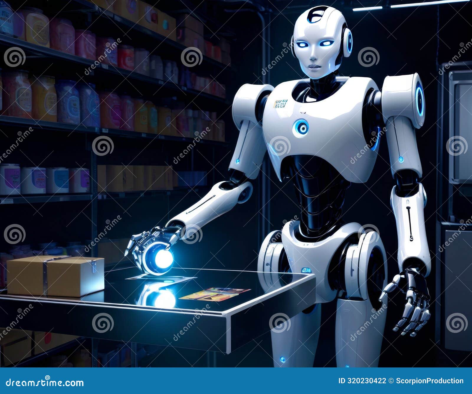 Robot Scanning Products in Warehouse Stock Photo - Image of efficiency ...