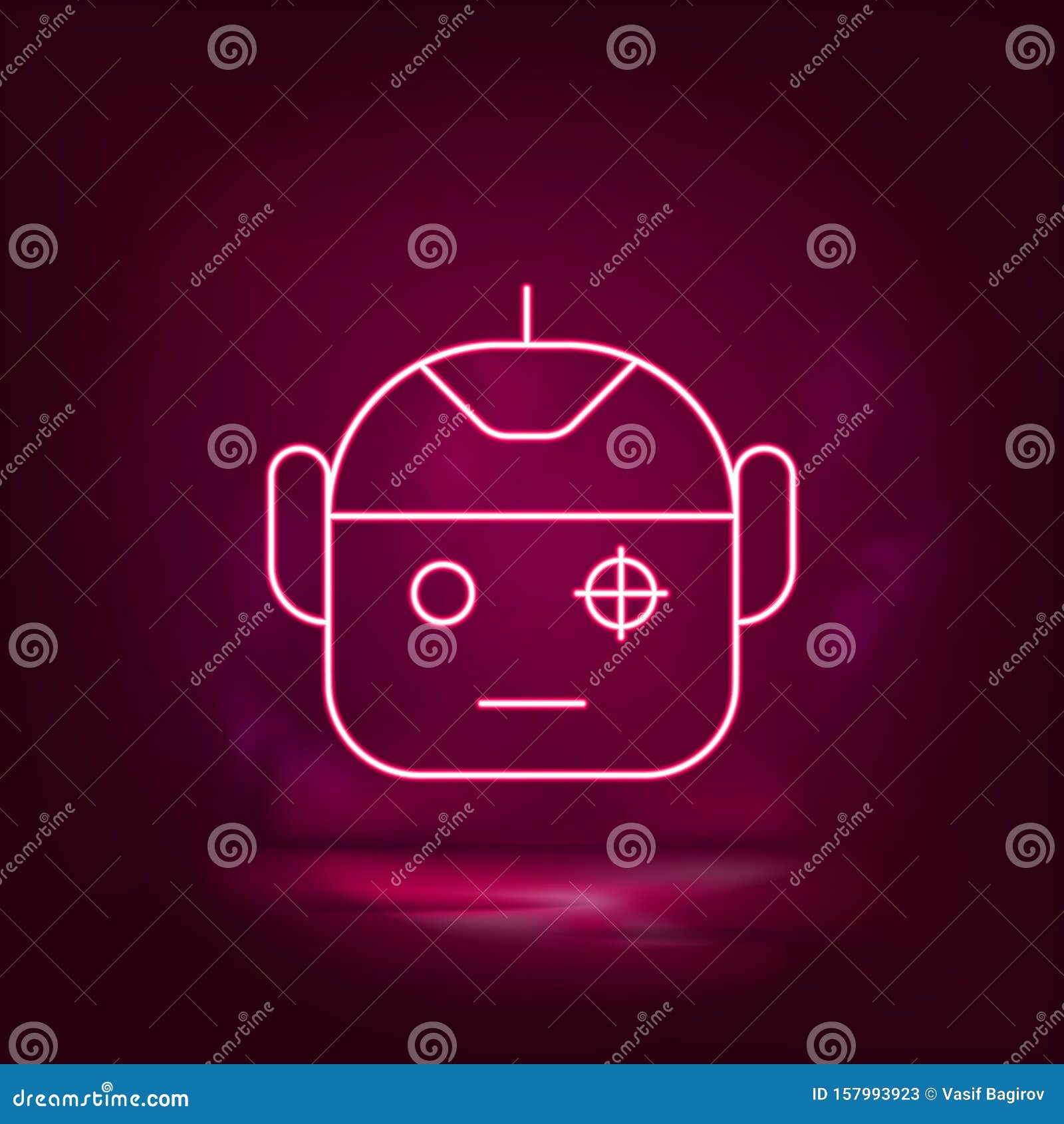 Robot, Scanning, Smart, Security Neon Icon - Vector. Artificial ...