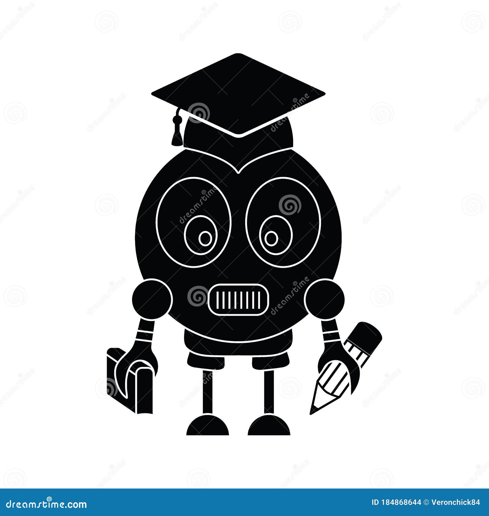 Robot Scientist Icon, Robot Student Icon Black Vector Stock Vector ...