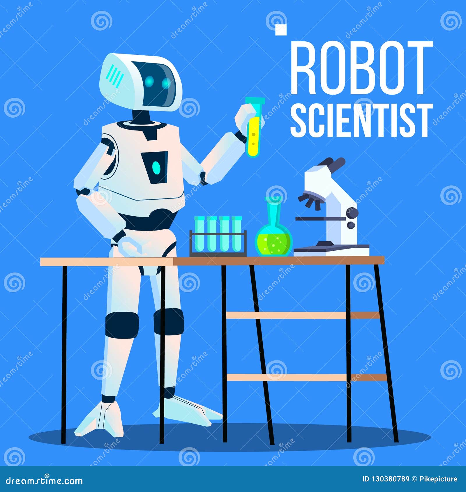 Robot Chemist With Test Tubes Making Chemical Experiment In Lab ...
