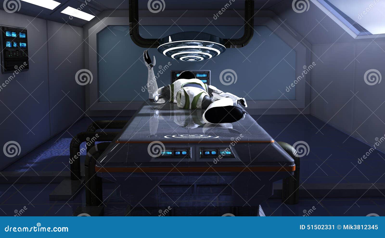 Robot and scifi room stock illustration. Illustration of corridor ...