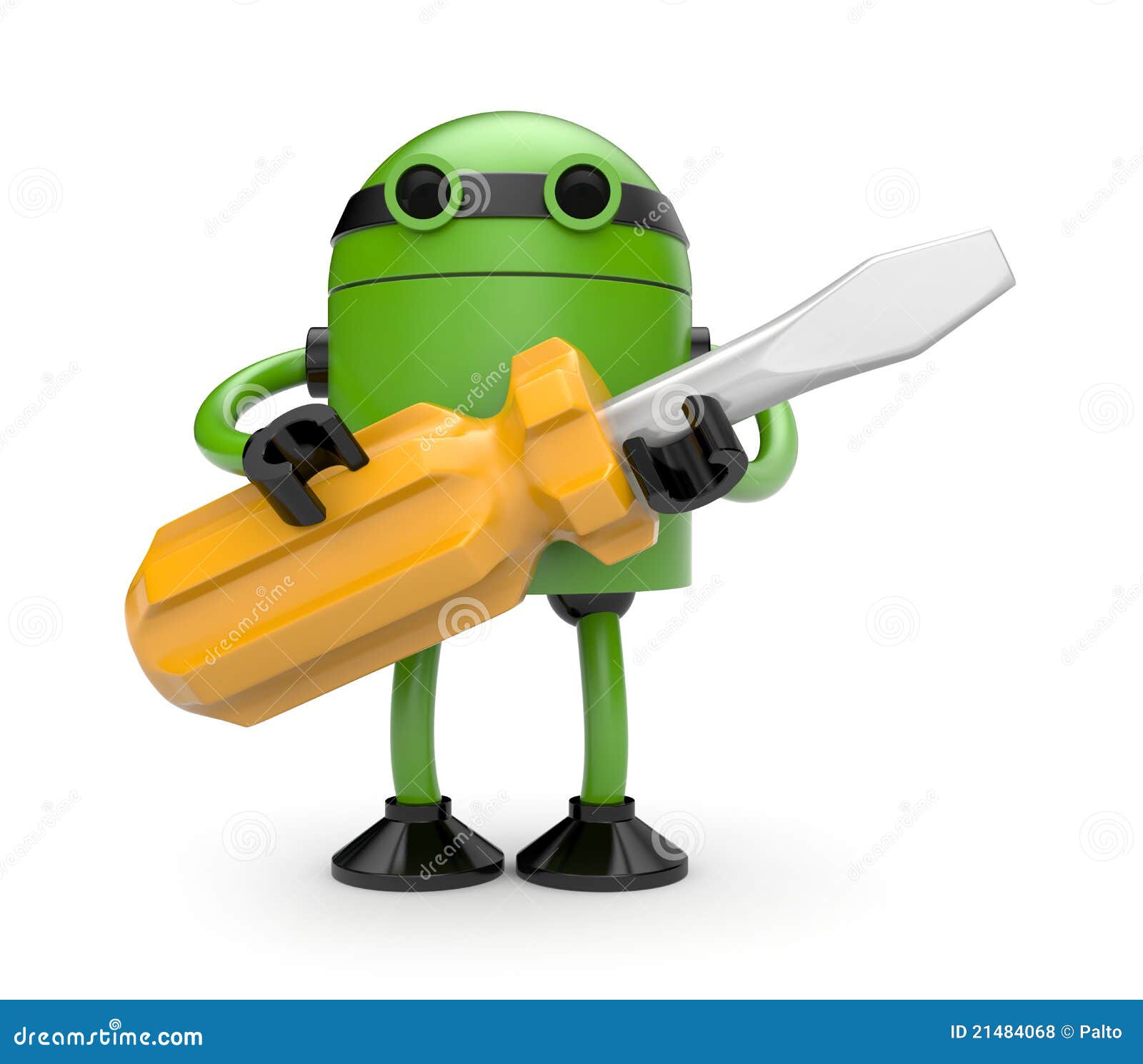 Robot with screwdriver stock illustration. Illustration of ruler - 21484068
