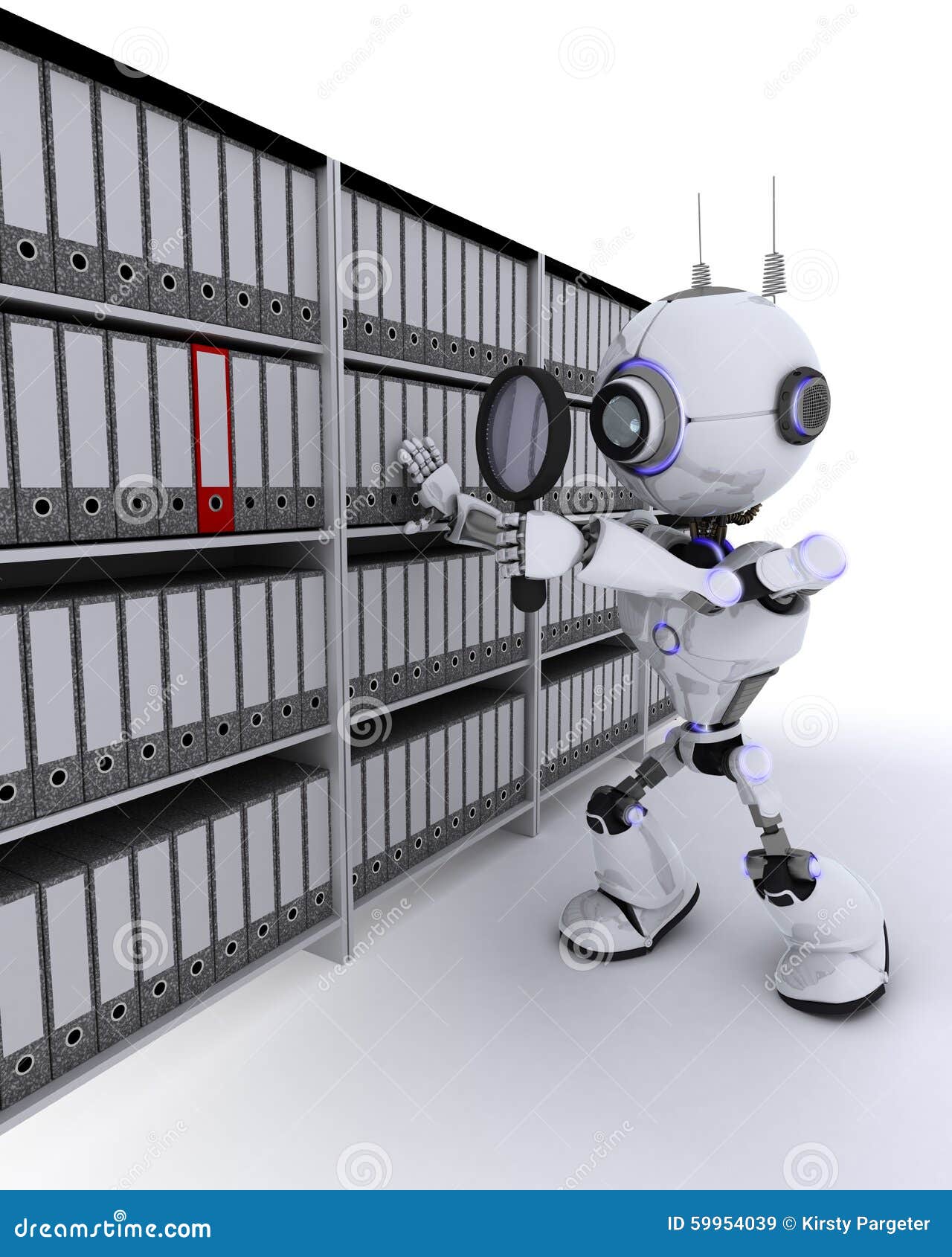 Robot searching documents stock illustration. Illustration of file ...