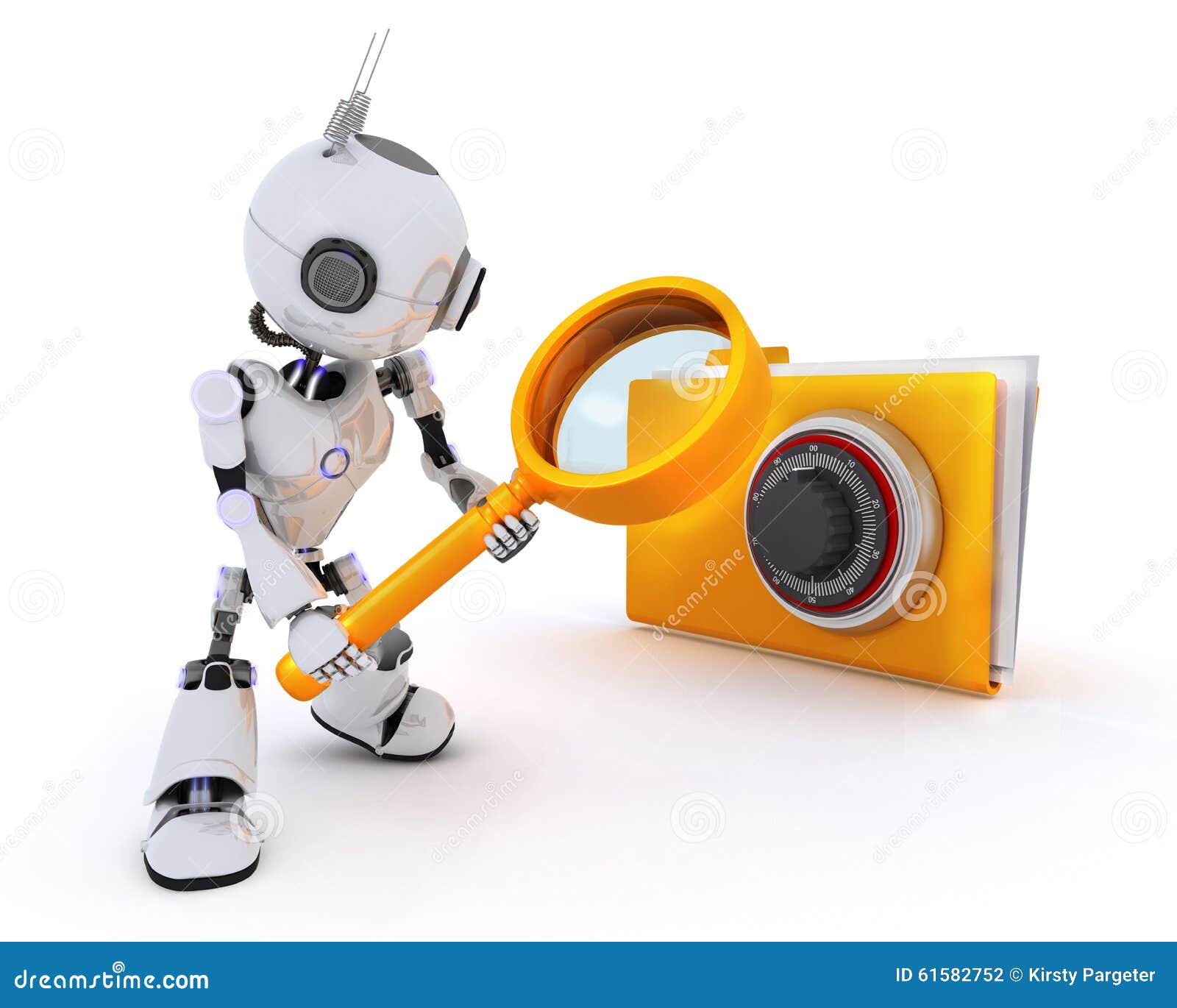 Robot searching files stock illustration. Illustration of cute - 61582752