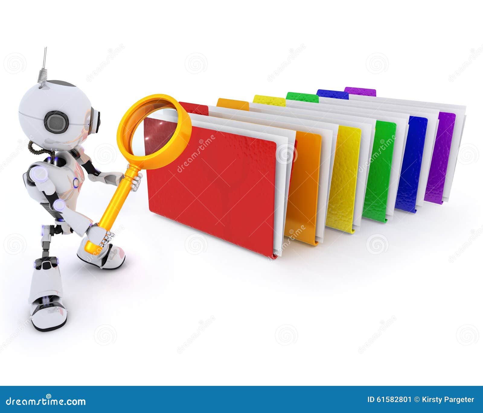 Robot searching files stock illustration. Illustration of documents ...