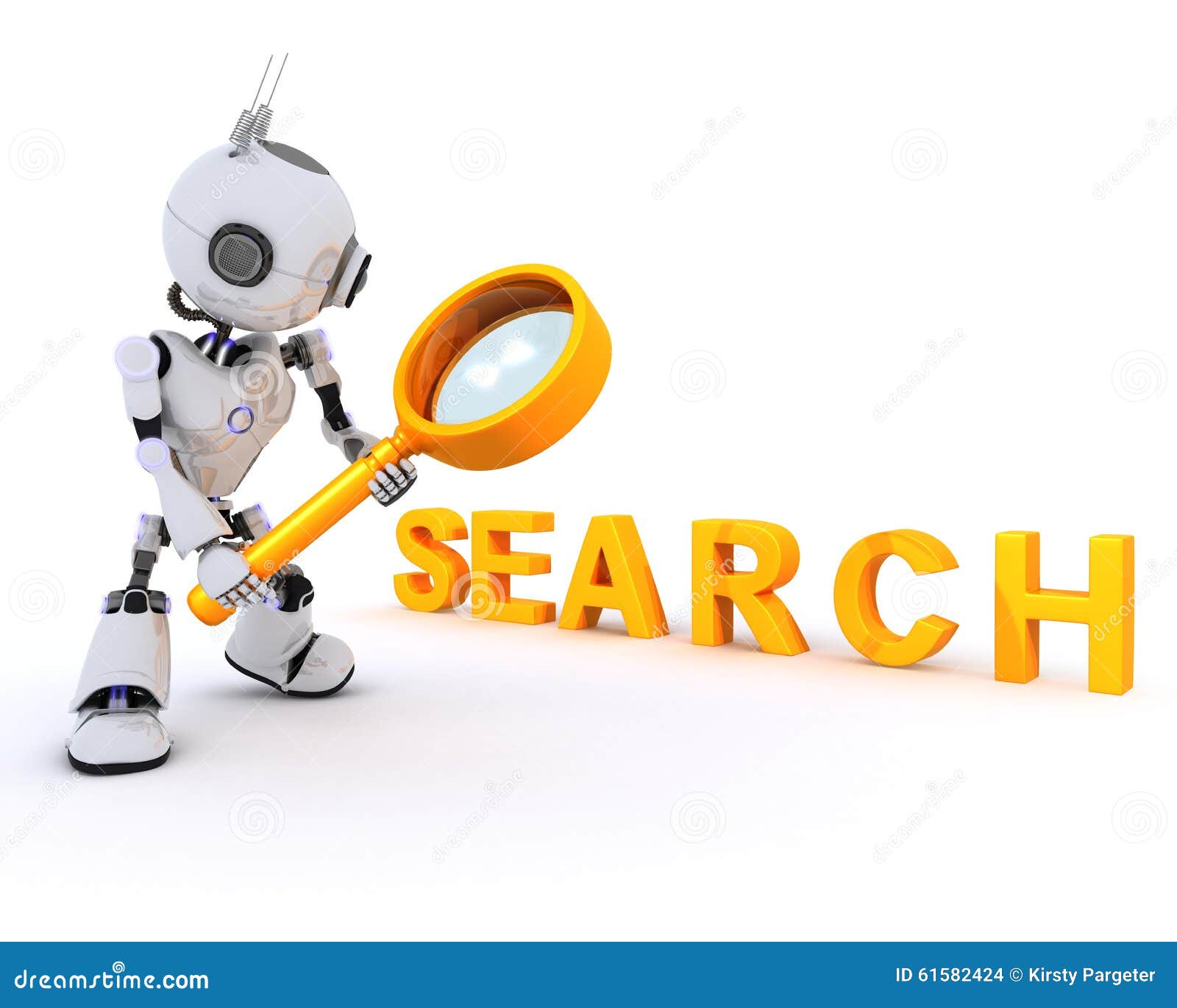 Robot With Magnifying Glass Stock Photo | CartoonDealer.com #137074866