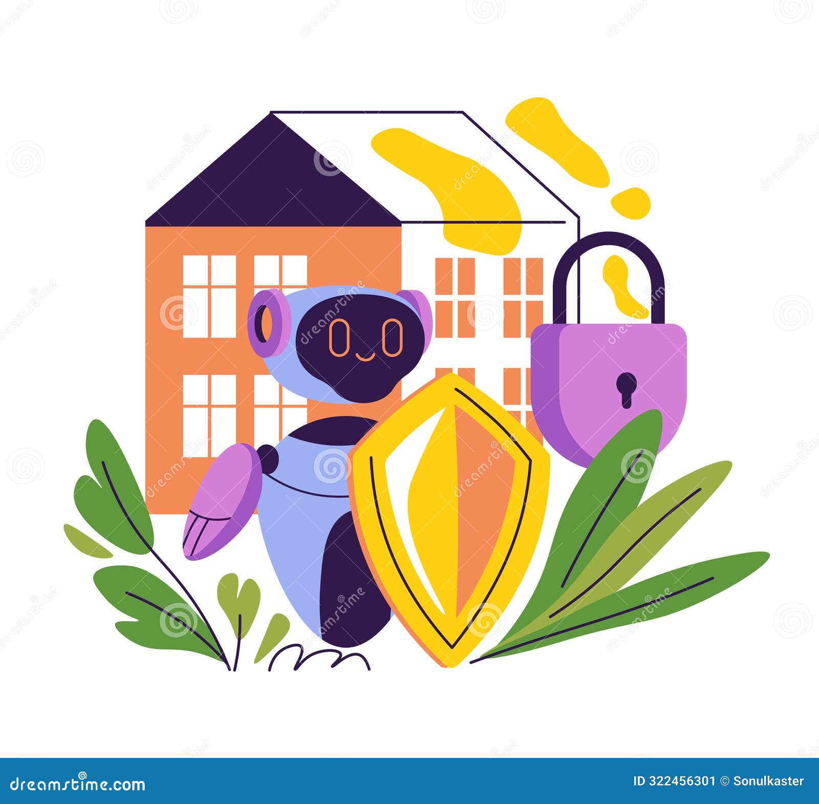 AI Robot Safeguarding Cyber Security And Privacy With Protection Sign ...