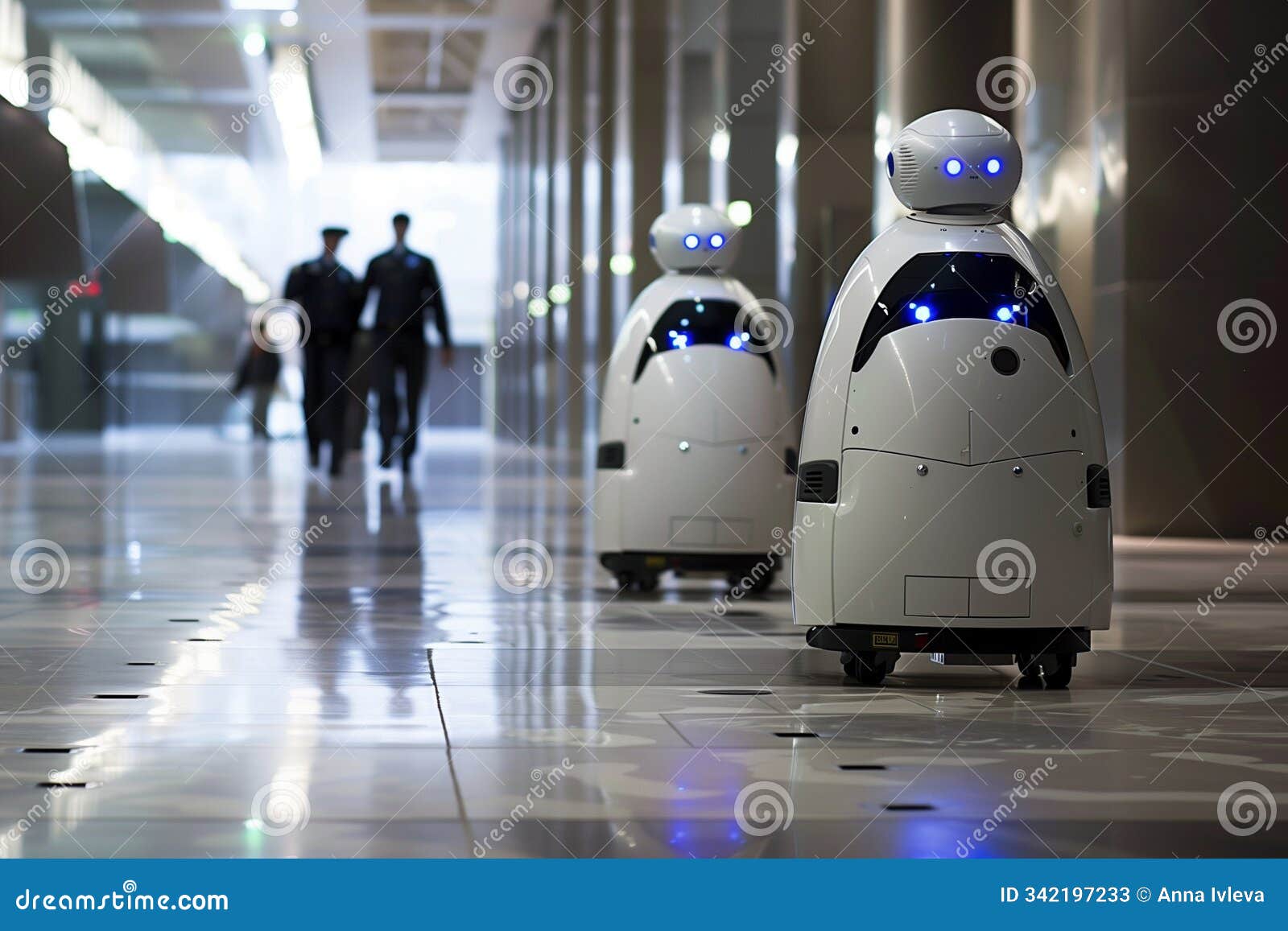 Robot Security Guards Patrolling Sensitive Areas and Ensuring Safety.a ...