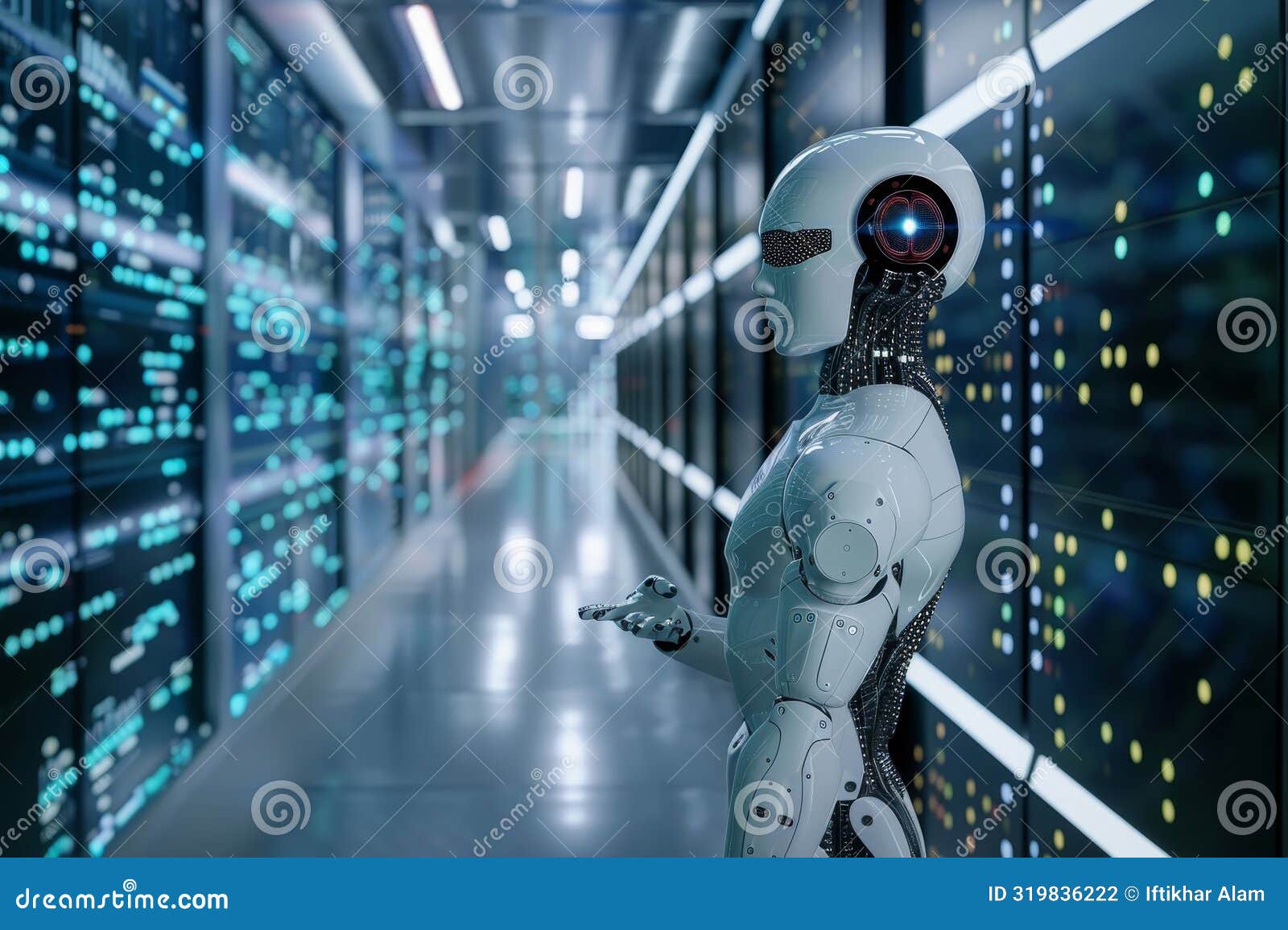 A Robot is Seen Standing Amidst the Servers in a Busy Data Center ... A Robot is Seen Standing Amidst the Servers in a Busy Data Center ...