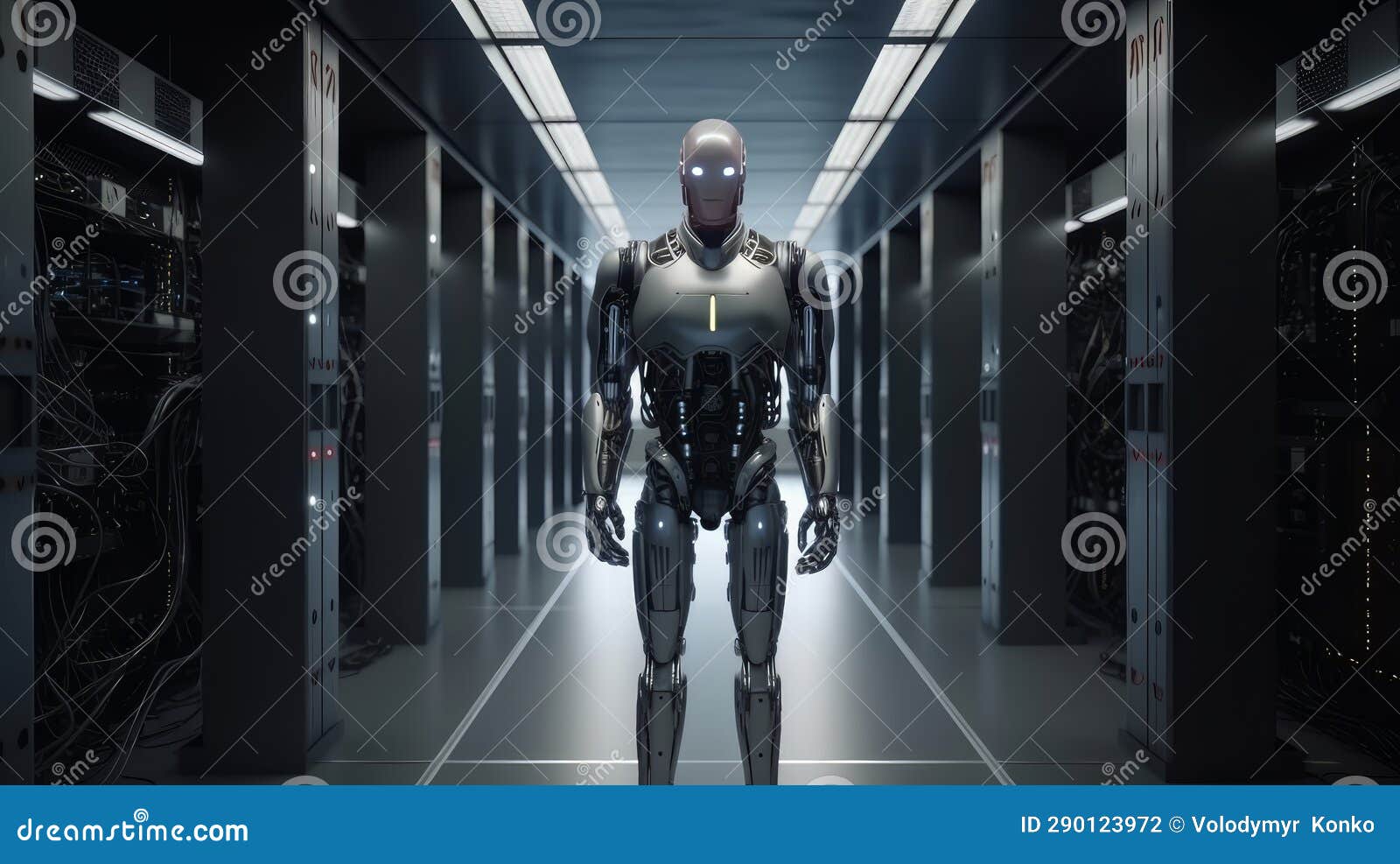 Robot in Server Room. Generative Ai Stock Photo - Image of future ...