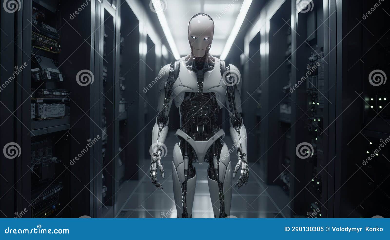 Robot in Server Room. Generative Ai Stock Image - Image of robot ...