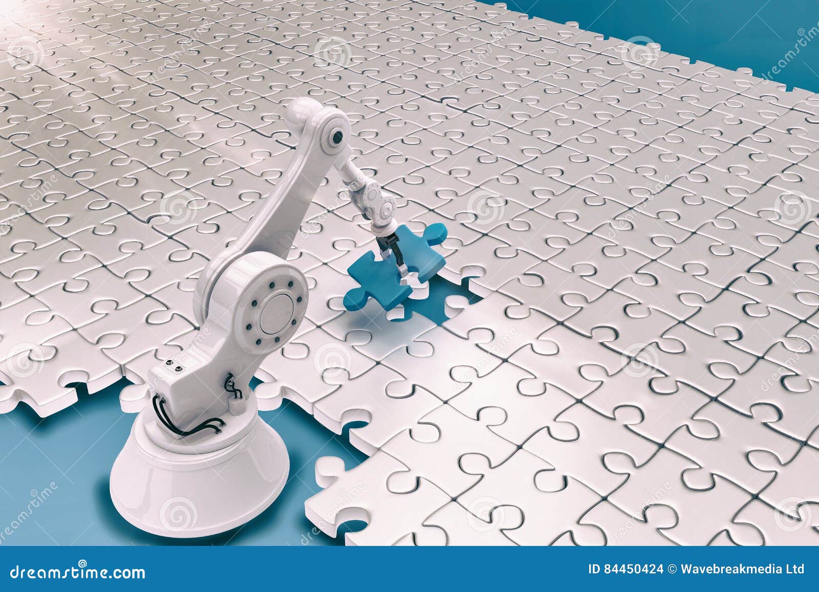 Robot Setting Up Jigsaw Puzzles 3d Stock Photo - Image of piece ...