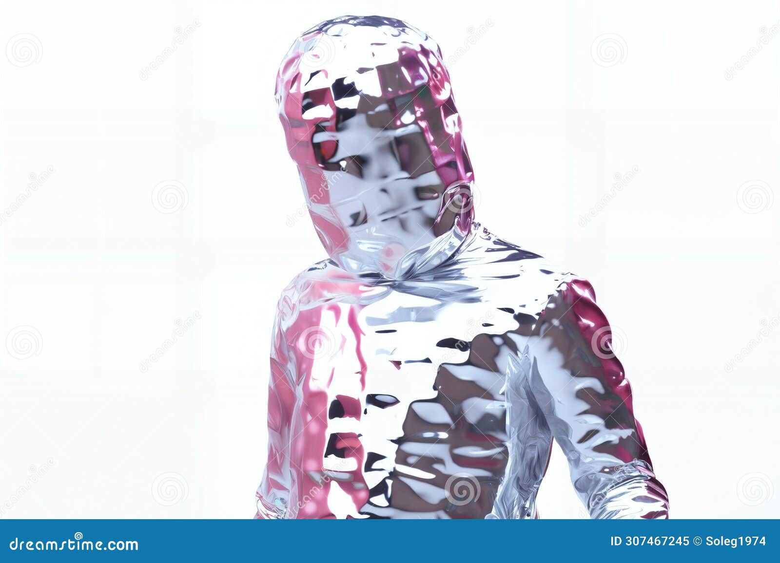 A Robot in the Shape of a Human Body Covered with a Reflective Foil ...