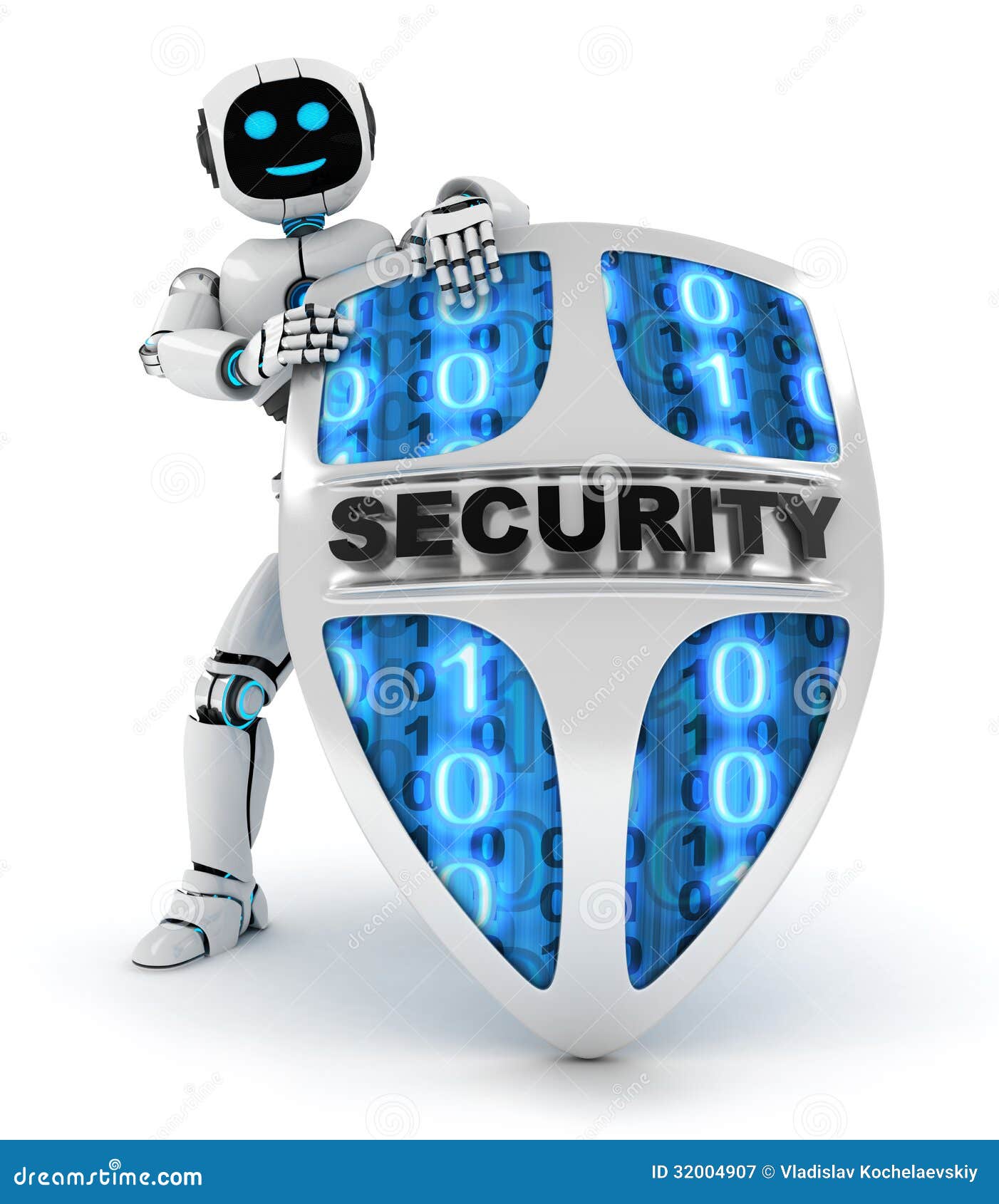 Robot and shield stock illustration. Illustration of robotic - 32004907