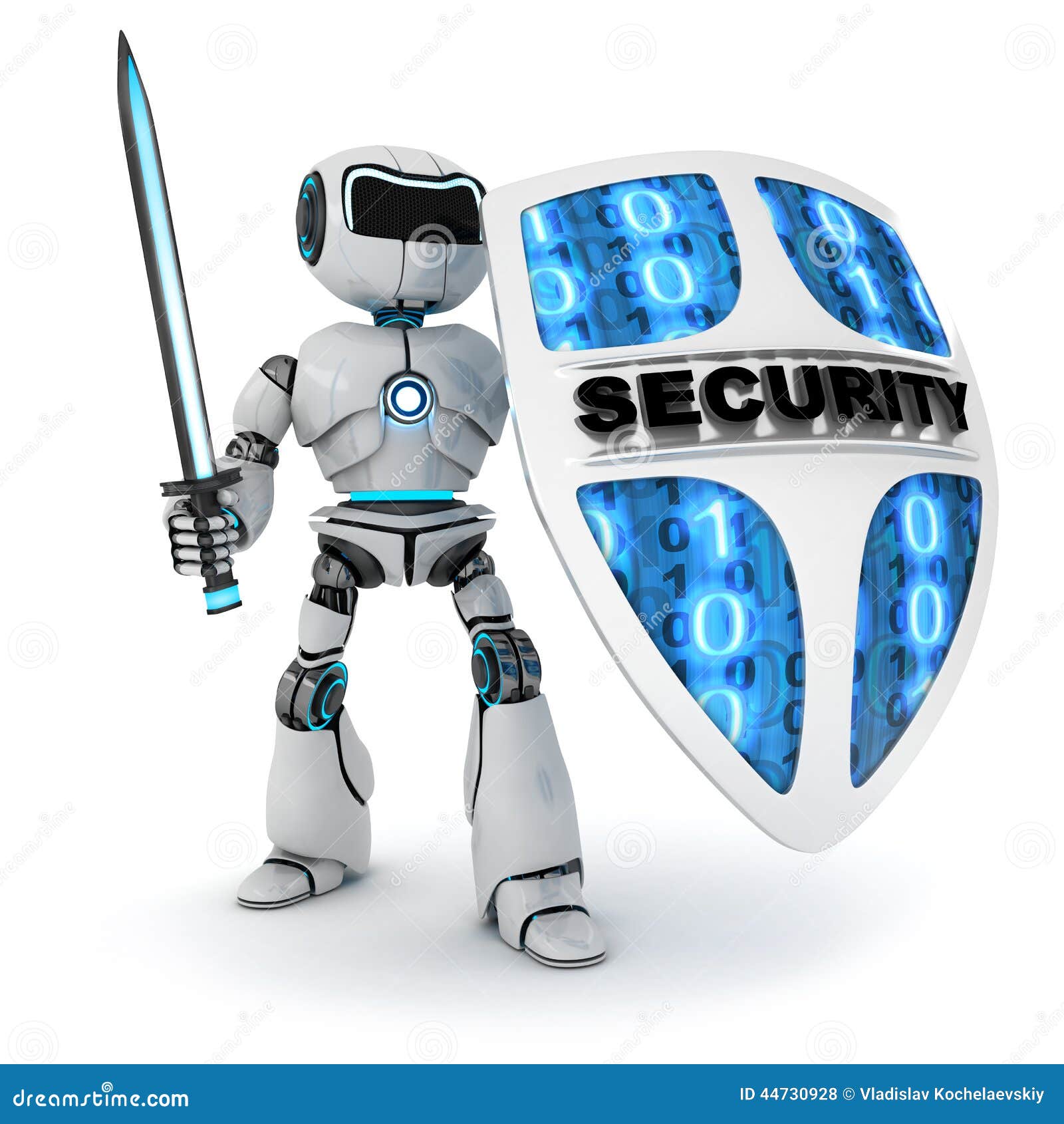 Robot and shield stock illustration. Illustration of firewall - 44730928