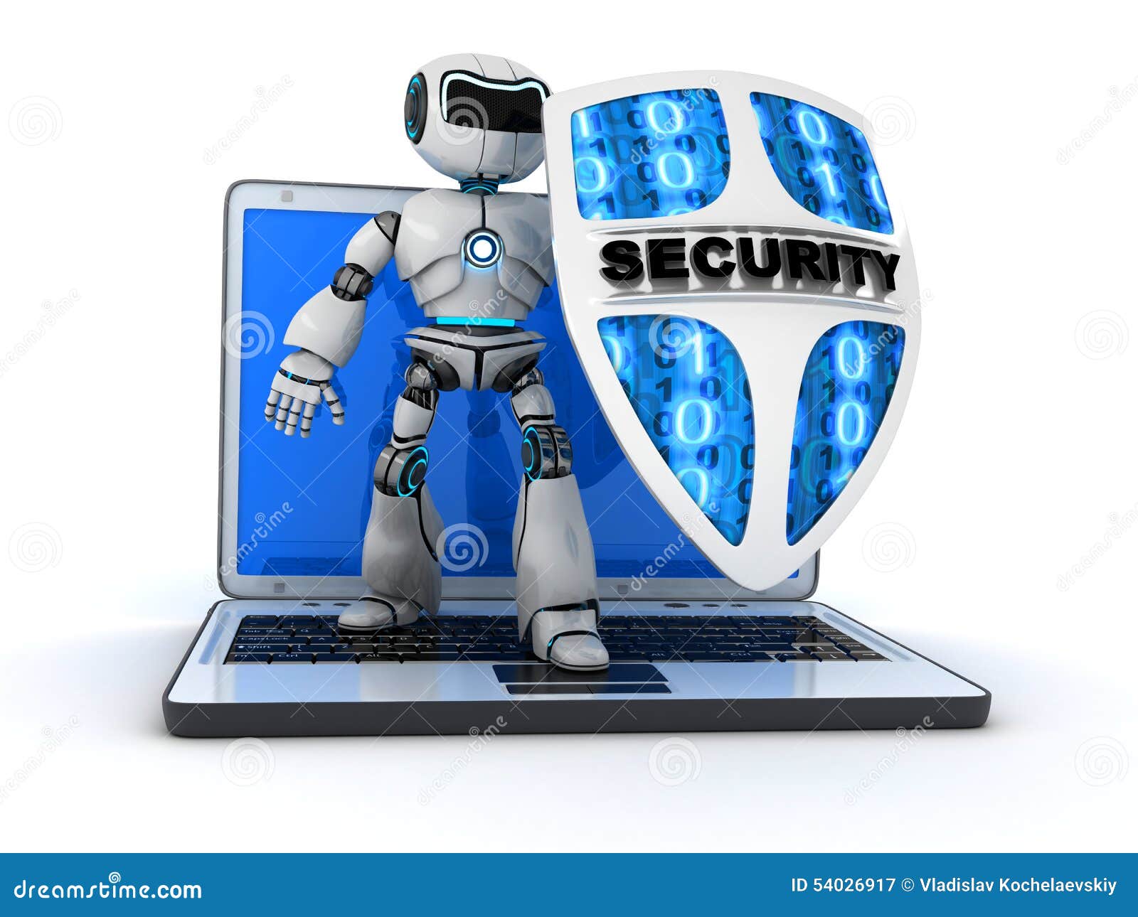 Robot and shield stock illustration. Illustration of safe - 54026917
