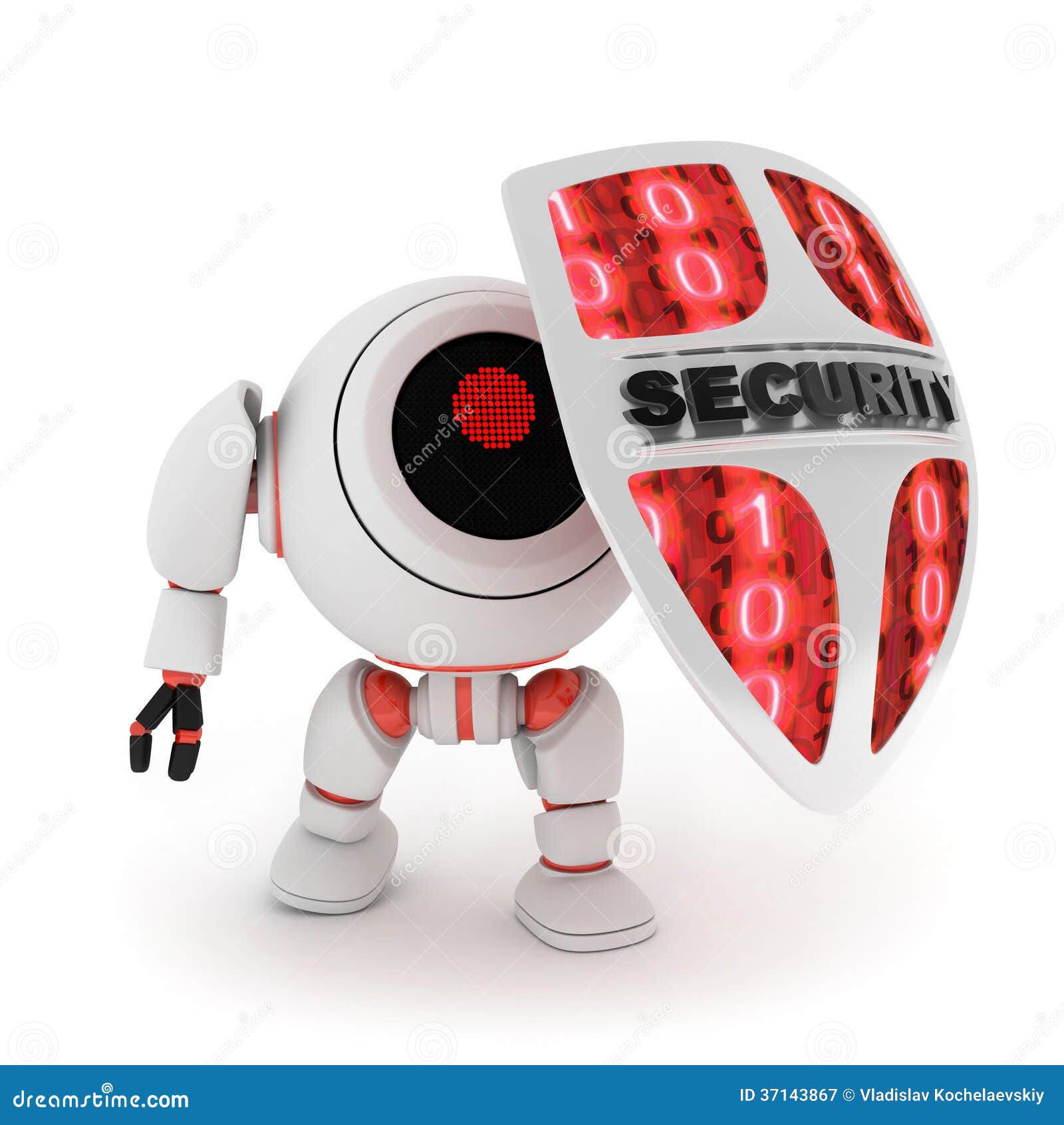 Robot and shield stock illustration. Illustration of secure - 37143867