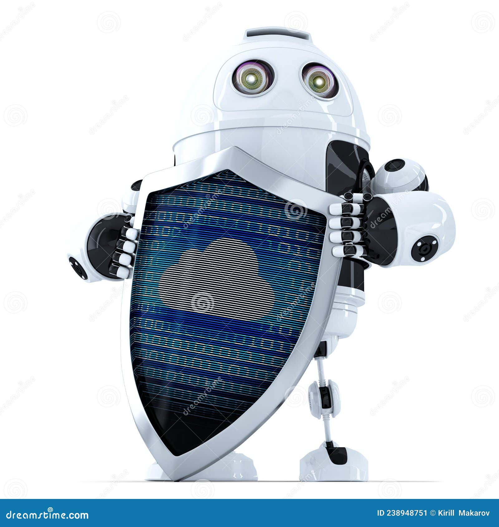Robot with Shield. Cloud Security Concept. Isolated. Contains Clipping ...